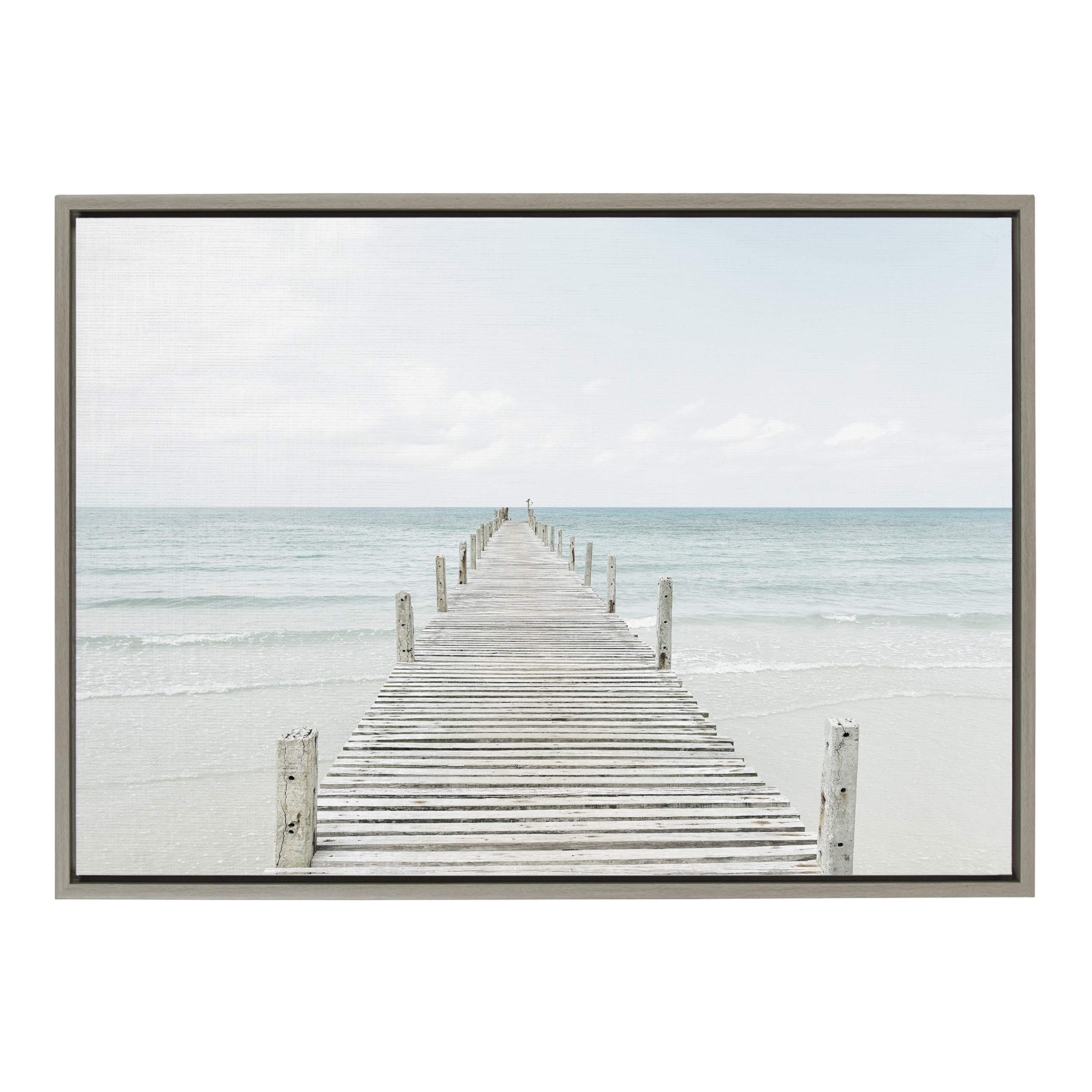 Kate and Laurel Sylvie Wooden Pier On The Beach Framed Canvas by Amy ...