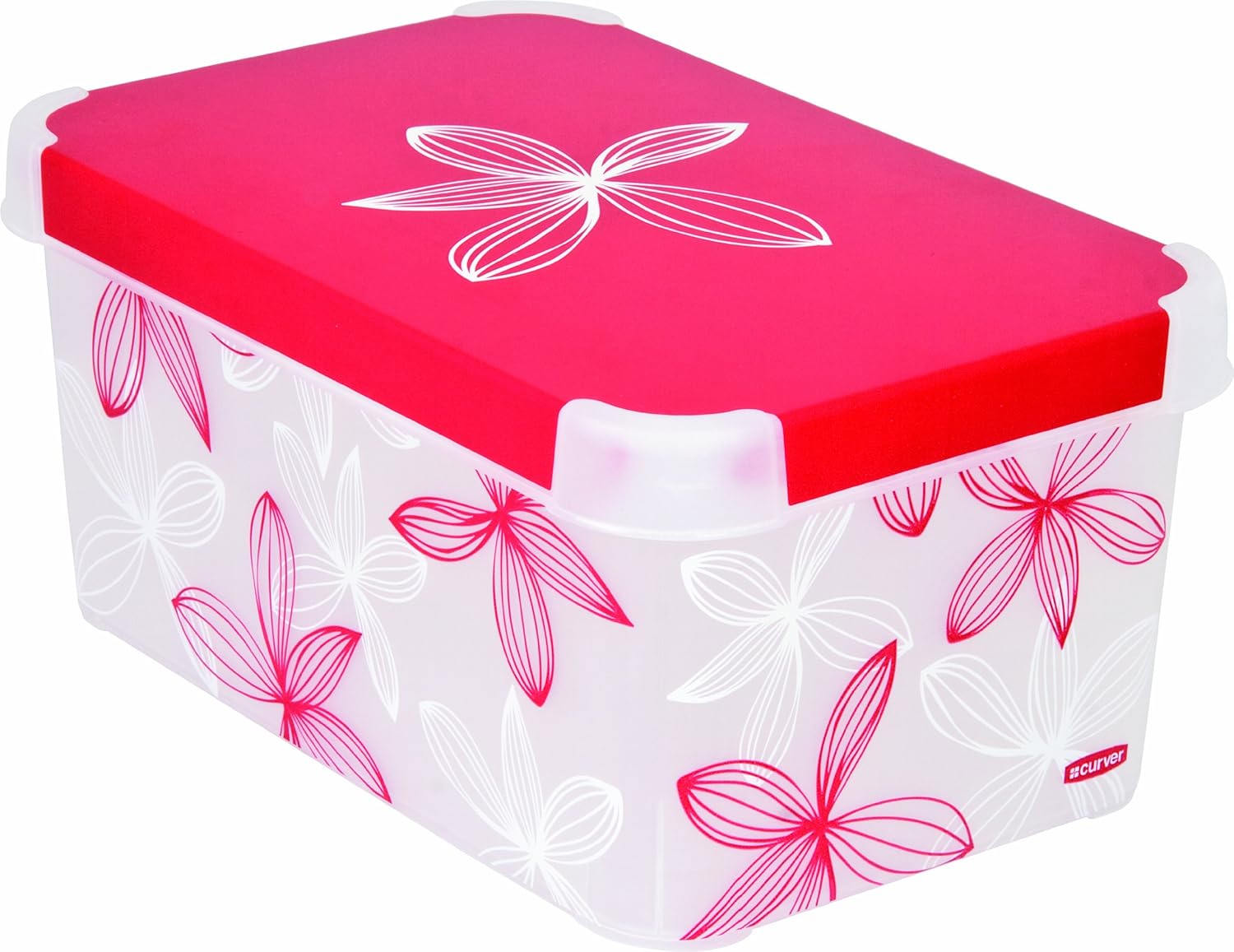 CURVER Stockholm 188174 Decorative Box S Red and White with Lily Design ...