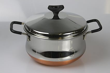 India Bazaar Stainless Steel Copper Bottom Handi/Cooking Pot With Lid ...