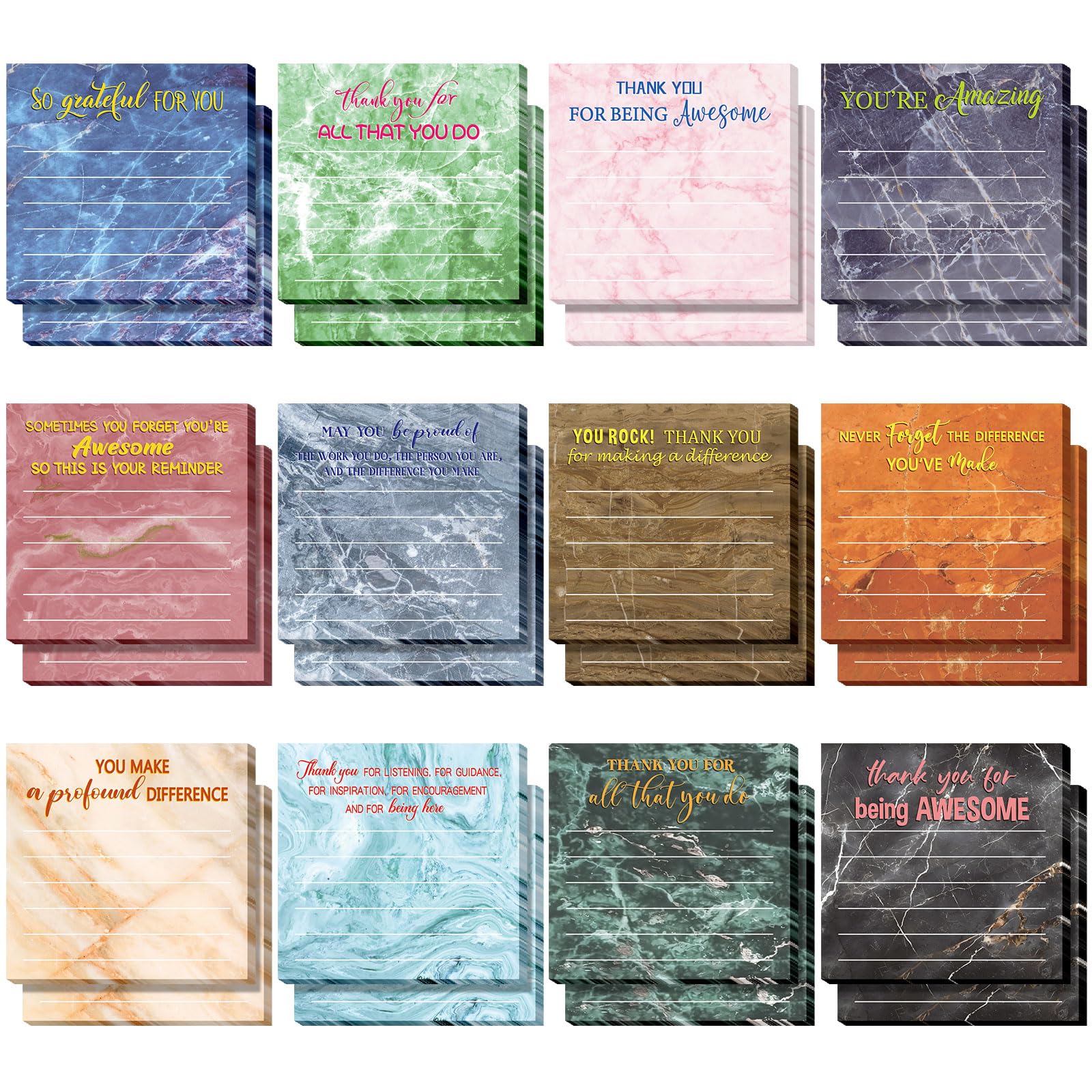 Yinder 24 Pcs Employee Appreciation Sticky Notes Thank You Gifts Bulk ...