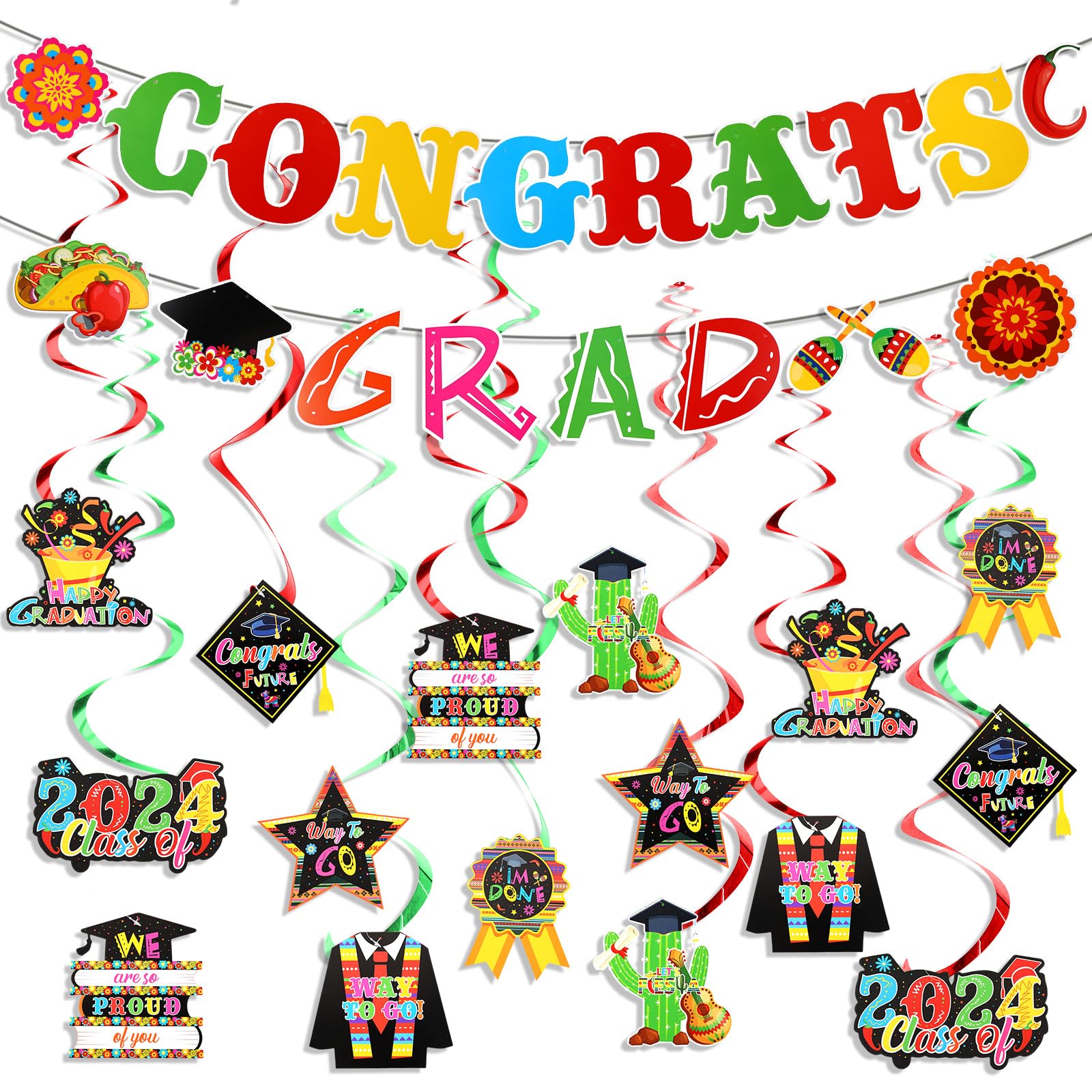 Rotatingpals 17 Pcs Mexican Graduation Party Decorations 2024, mexican ...