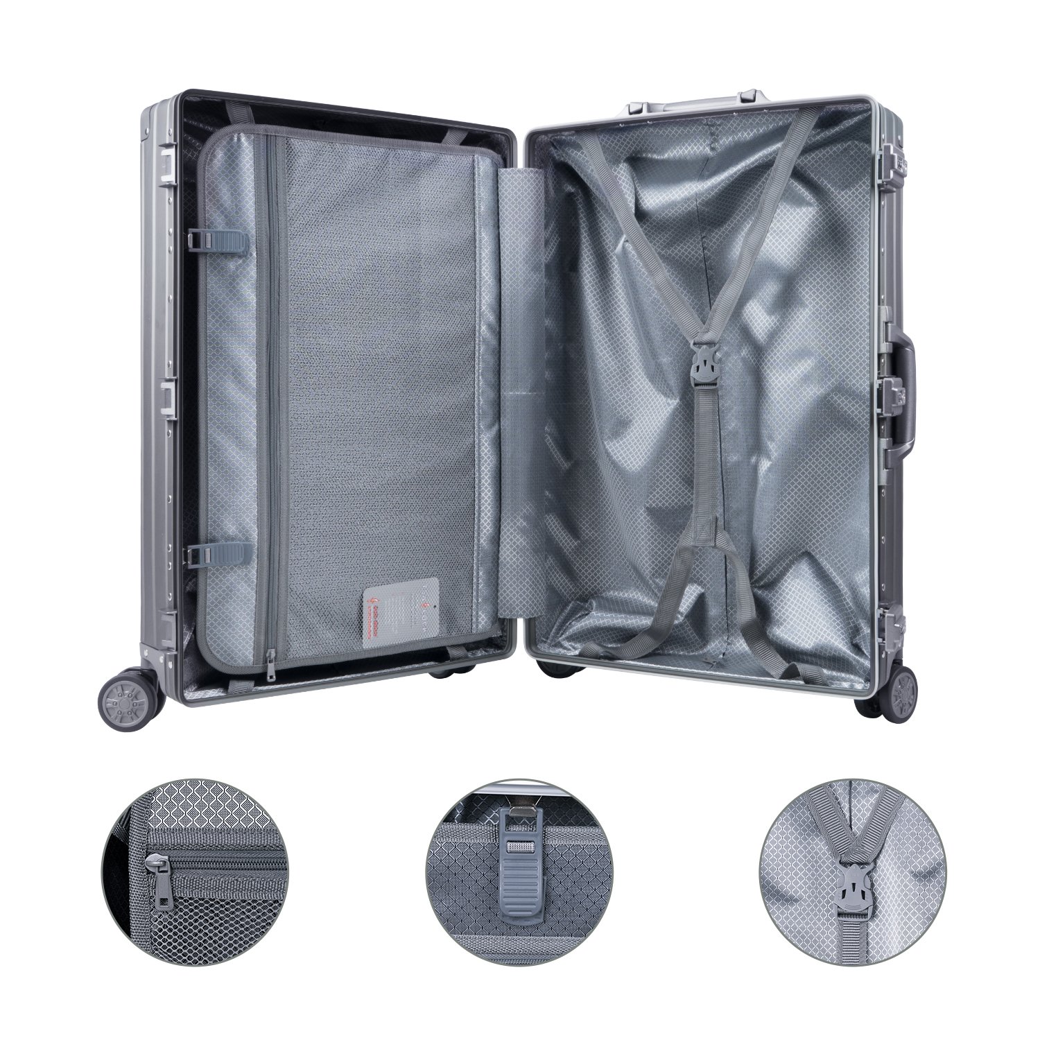 TRAVELKING All Aluminum Luggage Hard Shell Suitcase with Wheels Carry ...