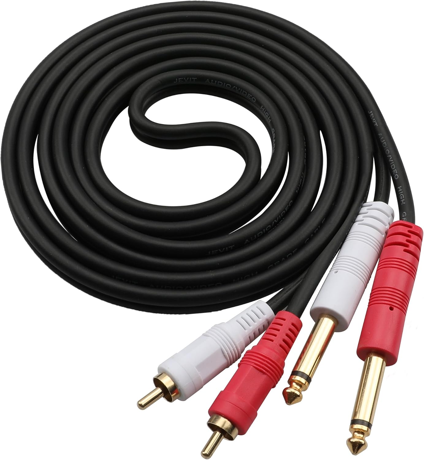 Amazon.com: Dual 6.35 TS to 2rca Cable 15ft,Ruaeoda 6.35mm Dual 1/4 ...