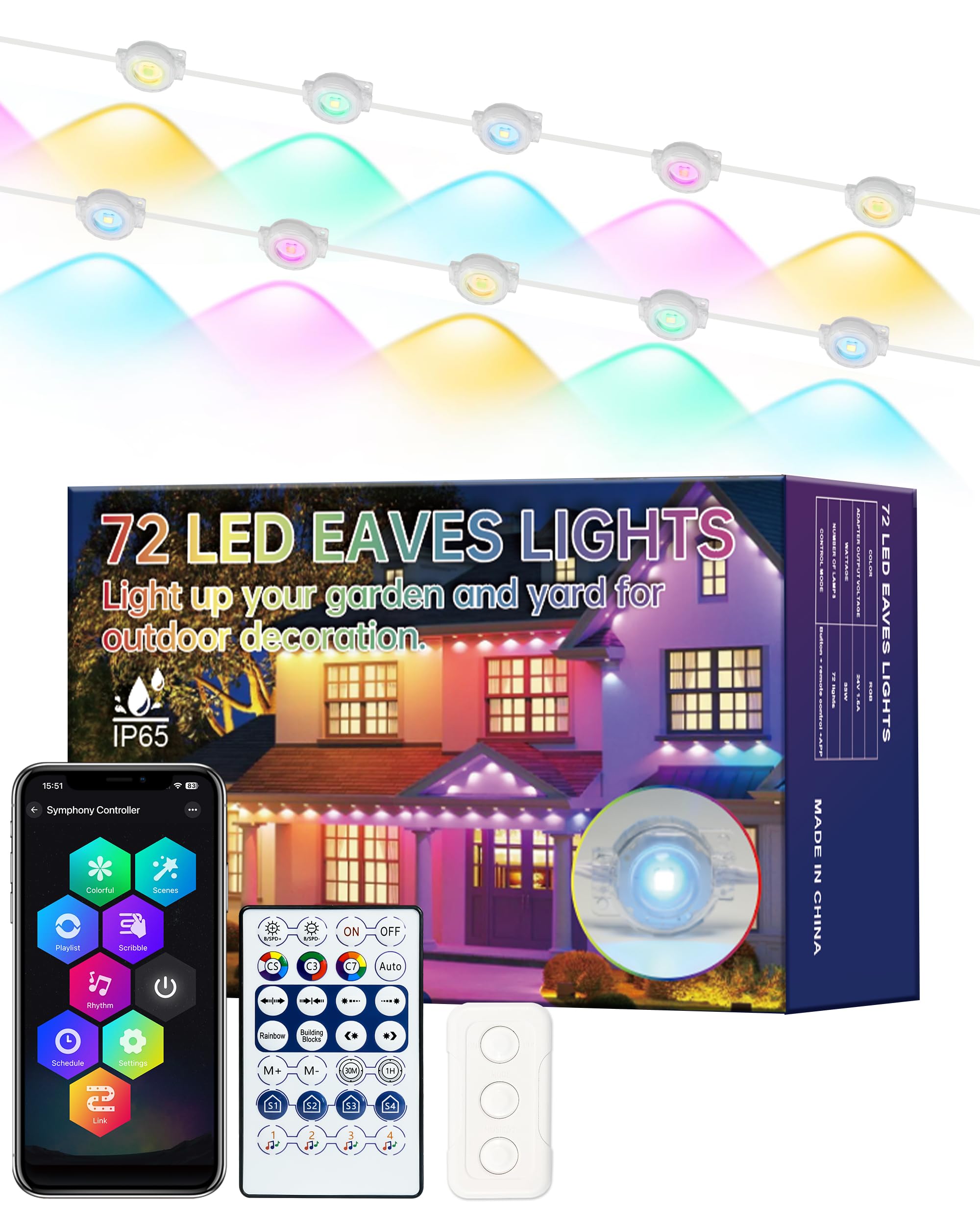 Permanent Outdoor Lights, 111ft with Smart 72 LED Lights with App ...