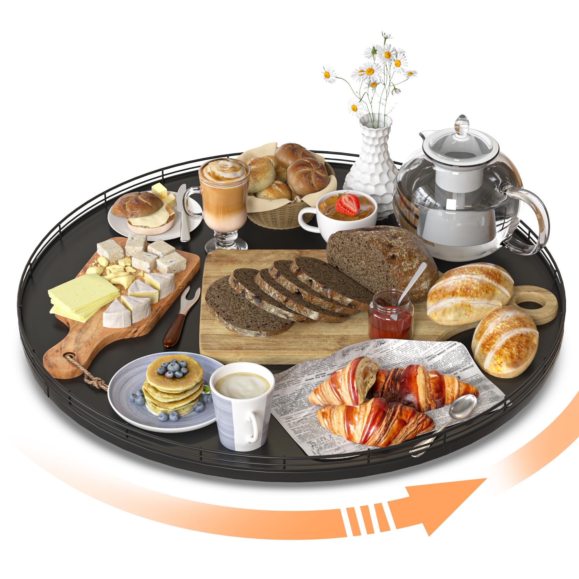 Oroyutor 21" Oak Wooden Lazy Susan Turntable for Dining Table, Extra ...