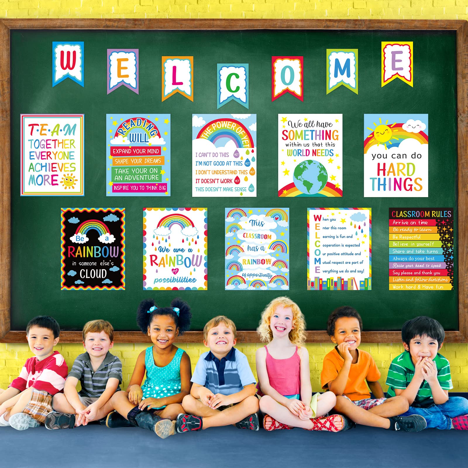 Mua gisgfim 17 Pieces Rainbow Classroom Motivational Posters Welcome ...