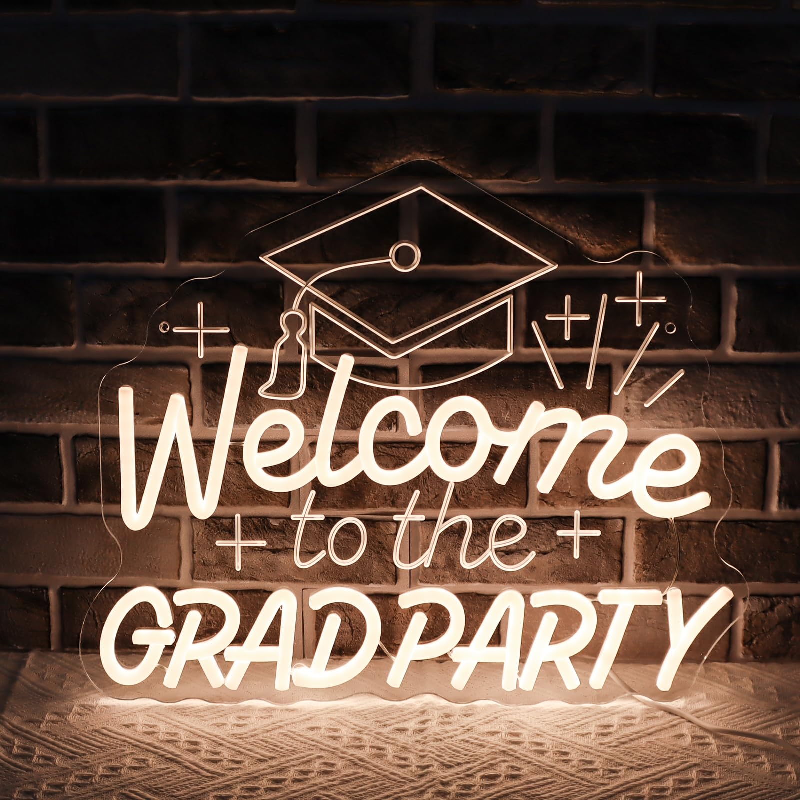 Warm White Congrats Grad Neon Sign For Wall Decor Graduation Party ...