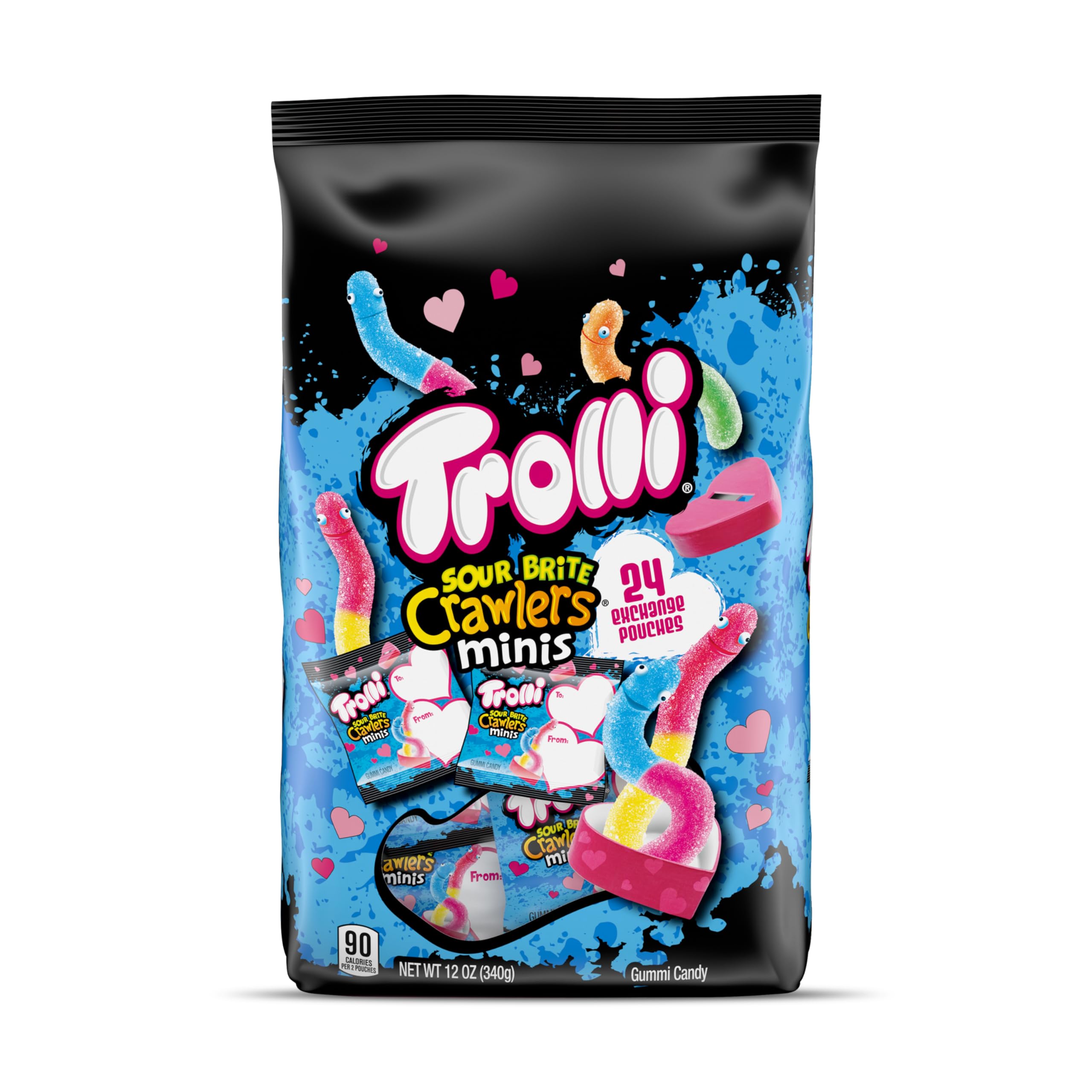 Trolli Sour Brite Crawler Minis Exchange Packs, Gummy Worm Candy, Valentine's Day Candy, 24 ...