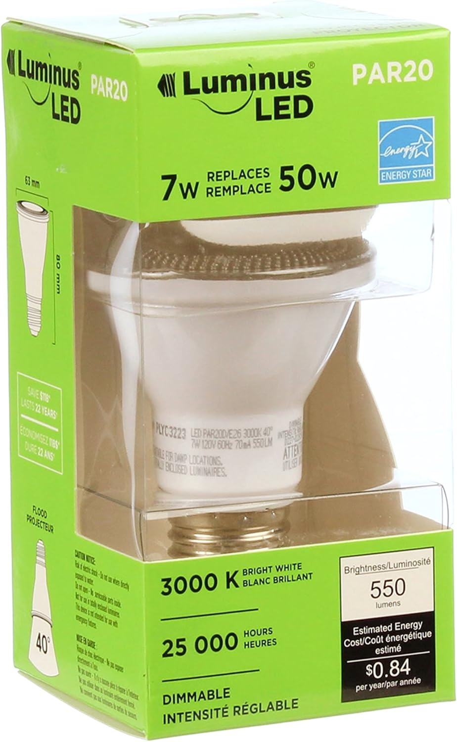 Luminus PLYC3223 Flood-7W (50W) 550 Lumens 3000K Dimmable Led Light ...