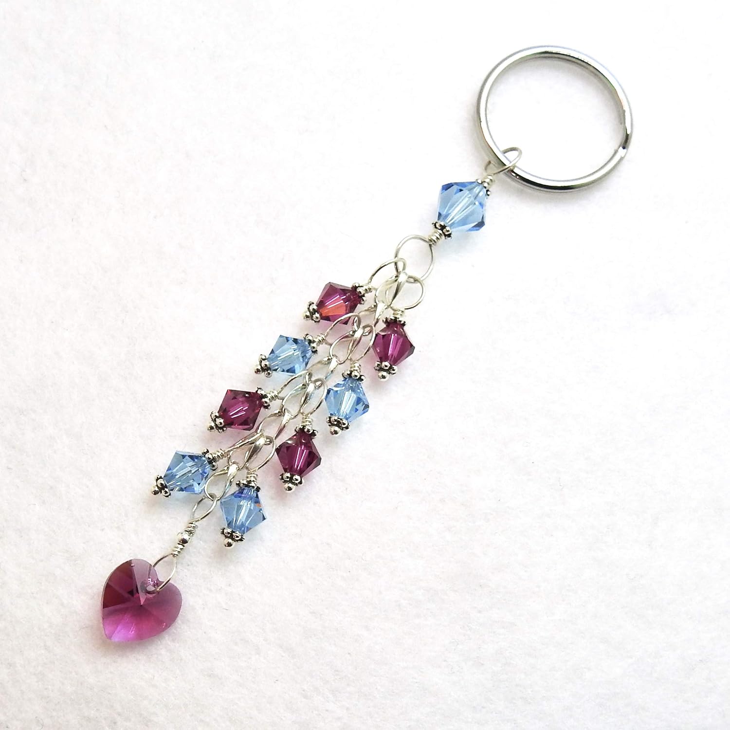 Amazon.com: Crystal Heart Keychain for Women Dangly Key Chain Pink and ...
