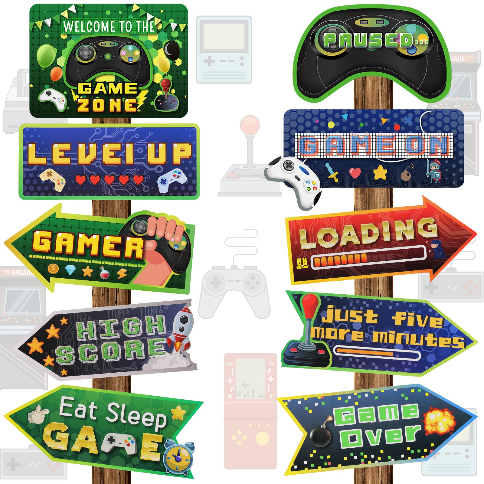 Mua 20 Pieces Video Game Party Sign Game Party Themed Directional Signs ...