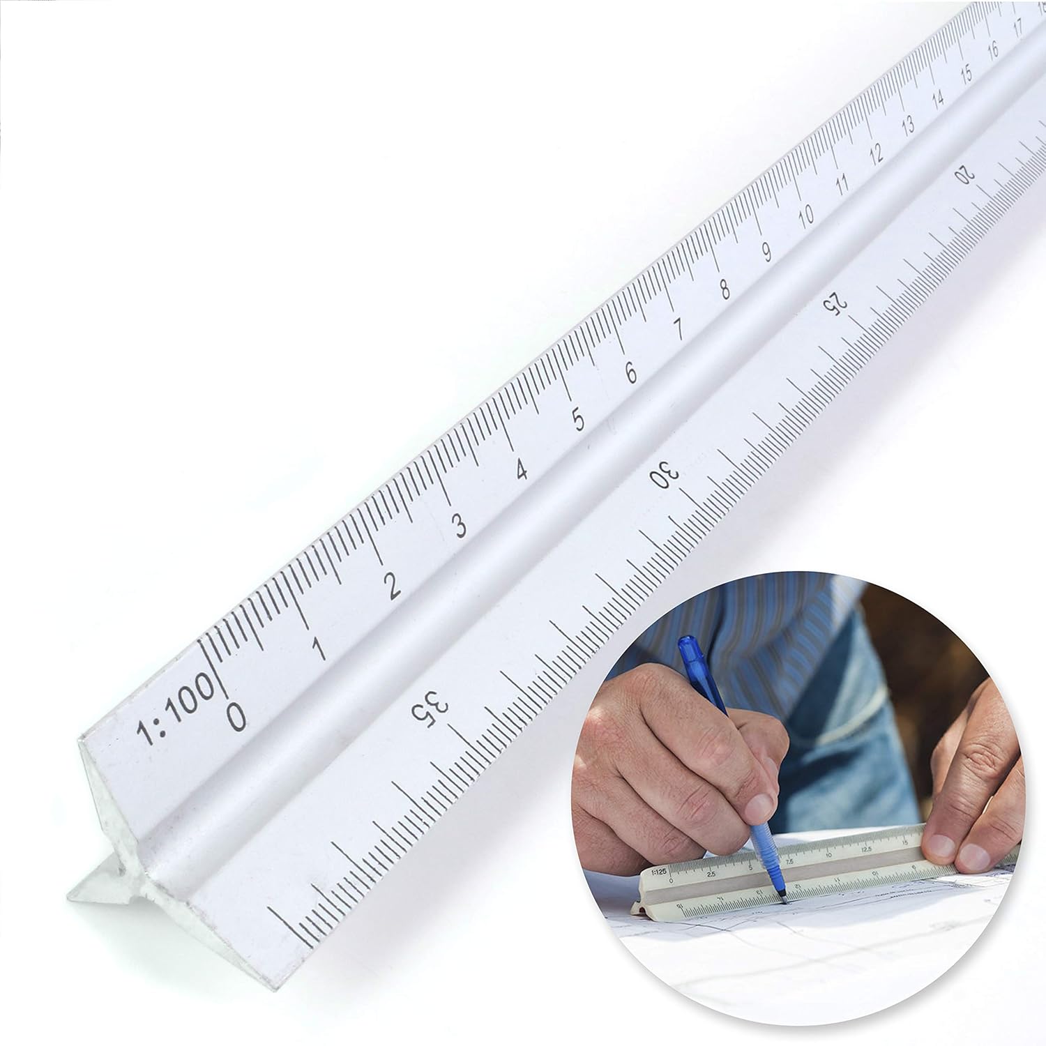 30cm Tri-Scale Ruler - Triangular Ruler with Imperial & Metric ...