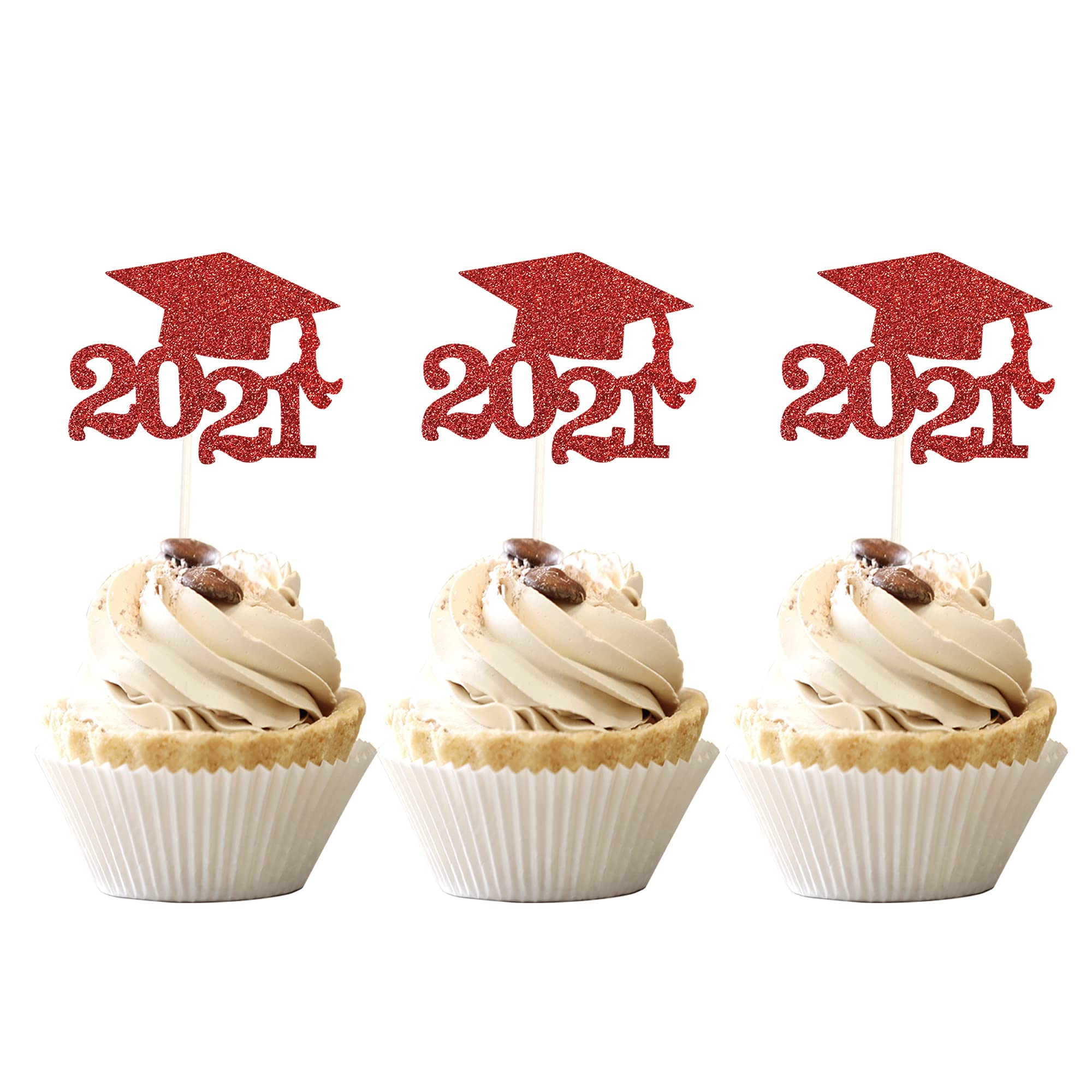 Buy 24 PCS Graduation Cap Cupcake Toppers Glitter Class of 2021 Cupcake ...