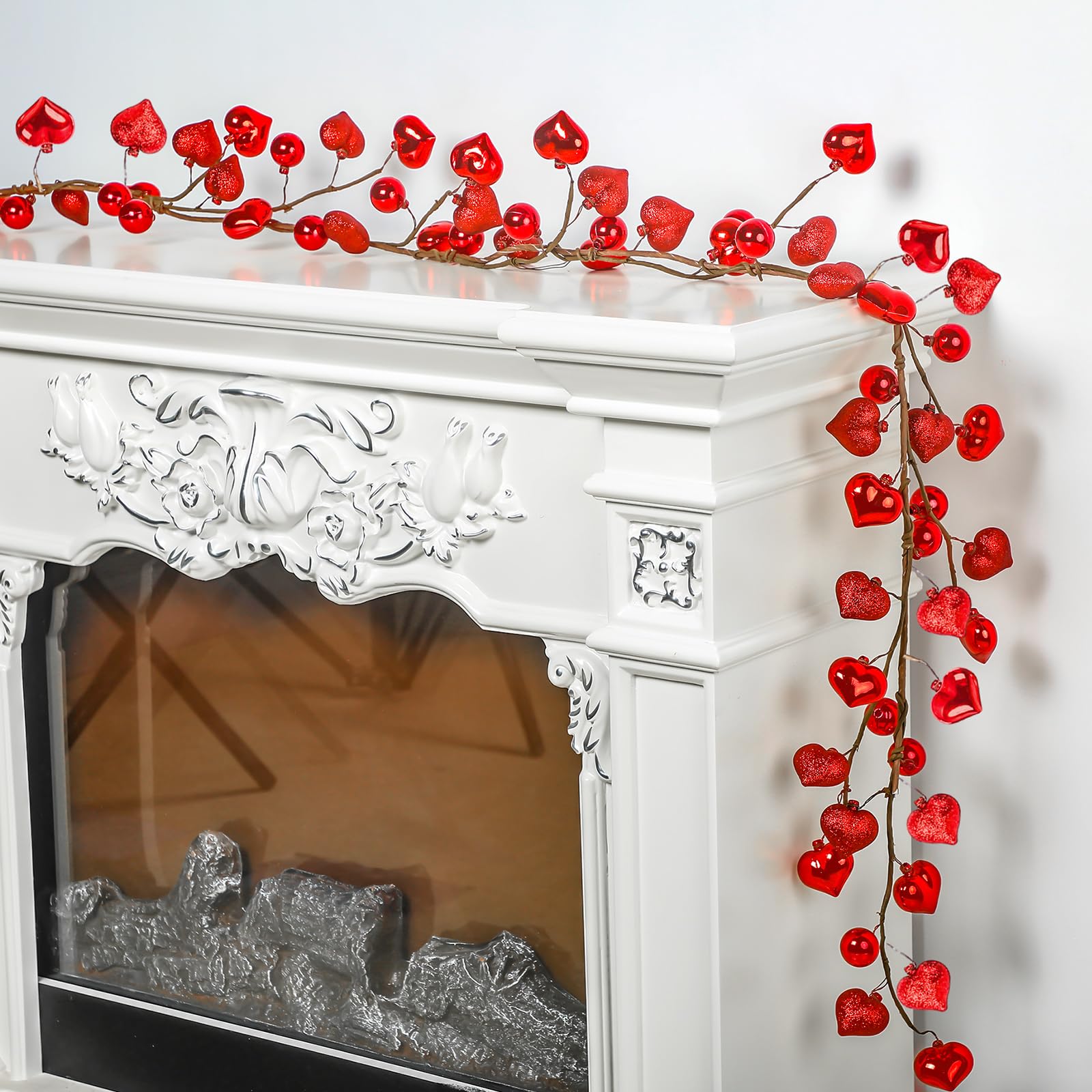 6 ft Valentine's Day Garland for Mantel, Valentines Centerpiece for ...