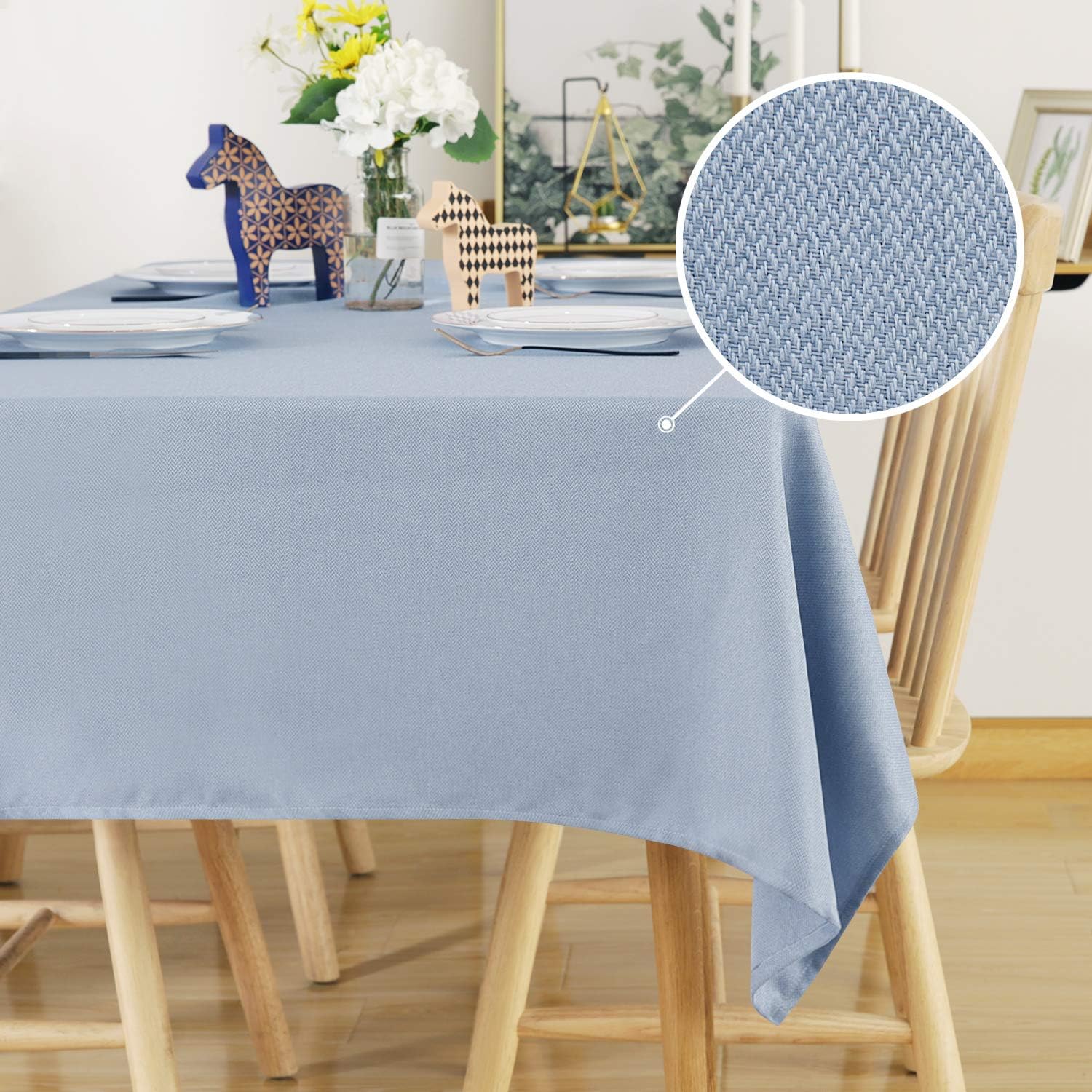 Deconovo Water Resitant Tablecloth Wipeable Tablecloth Faux Linen Table ...