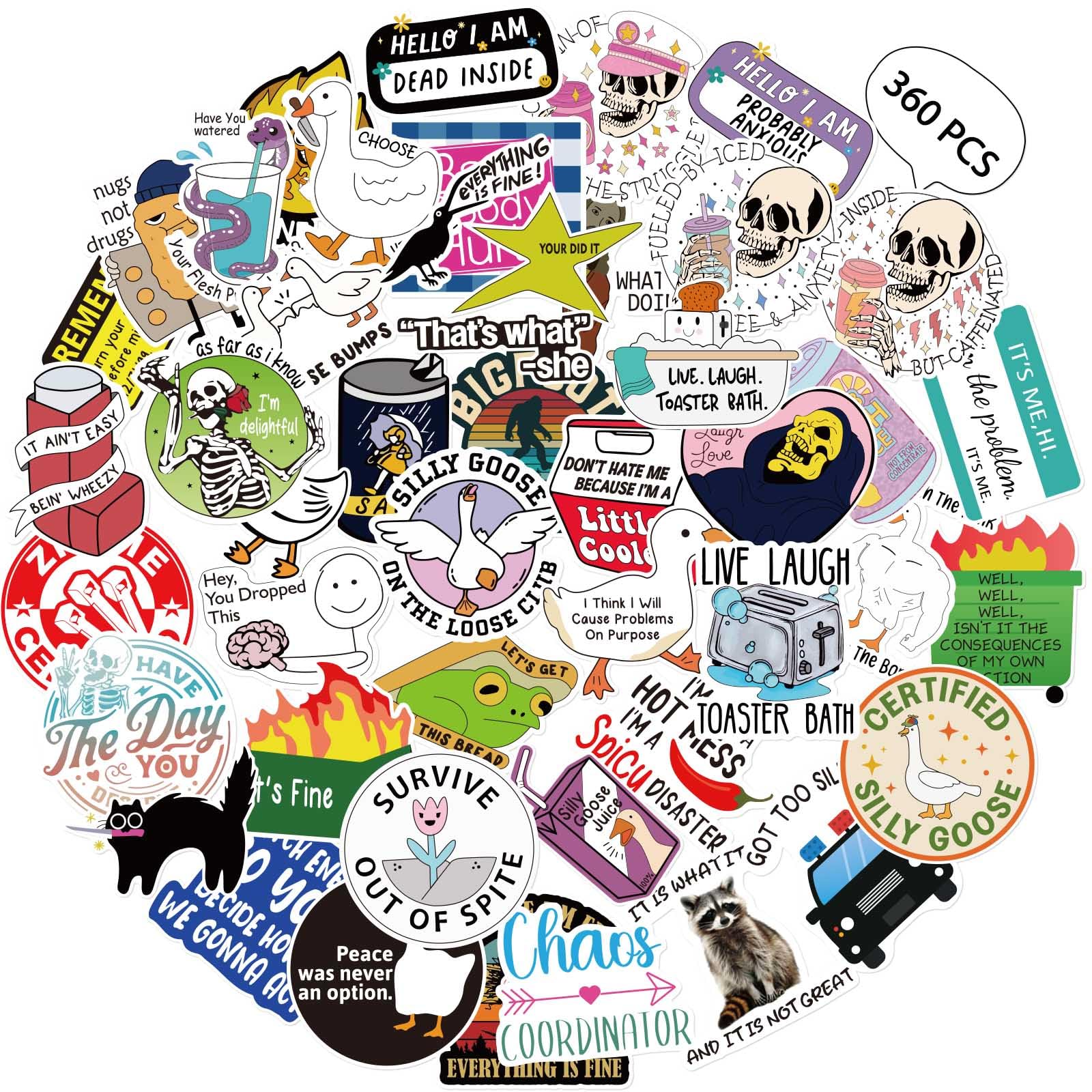 OCQOTAT 360pcs Funny Stickers for Adults,Meme Sticker Pack Laptop ...