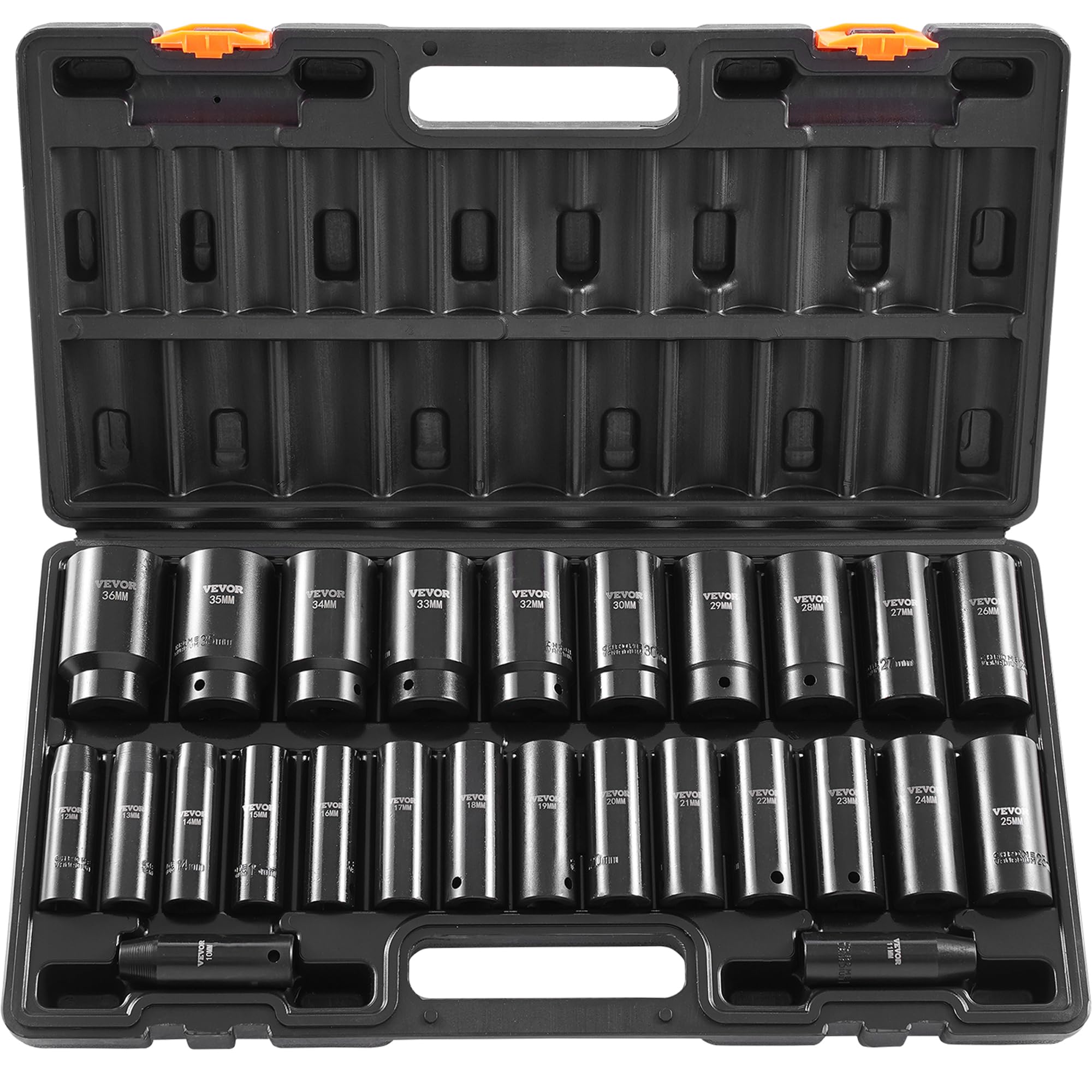VEVOR Impact Socket Set 1/2 Inches 26 Piece Deep Sockets, , 6-Point ...