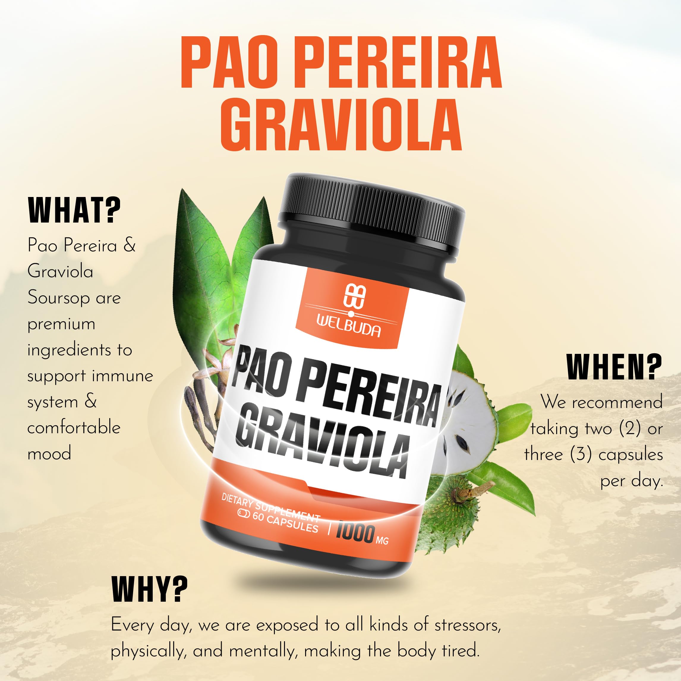Mua 600mg Pao Pereira Extract 10:1 with 400mg Graviola Soursop - Immune ...