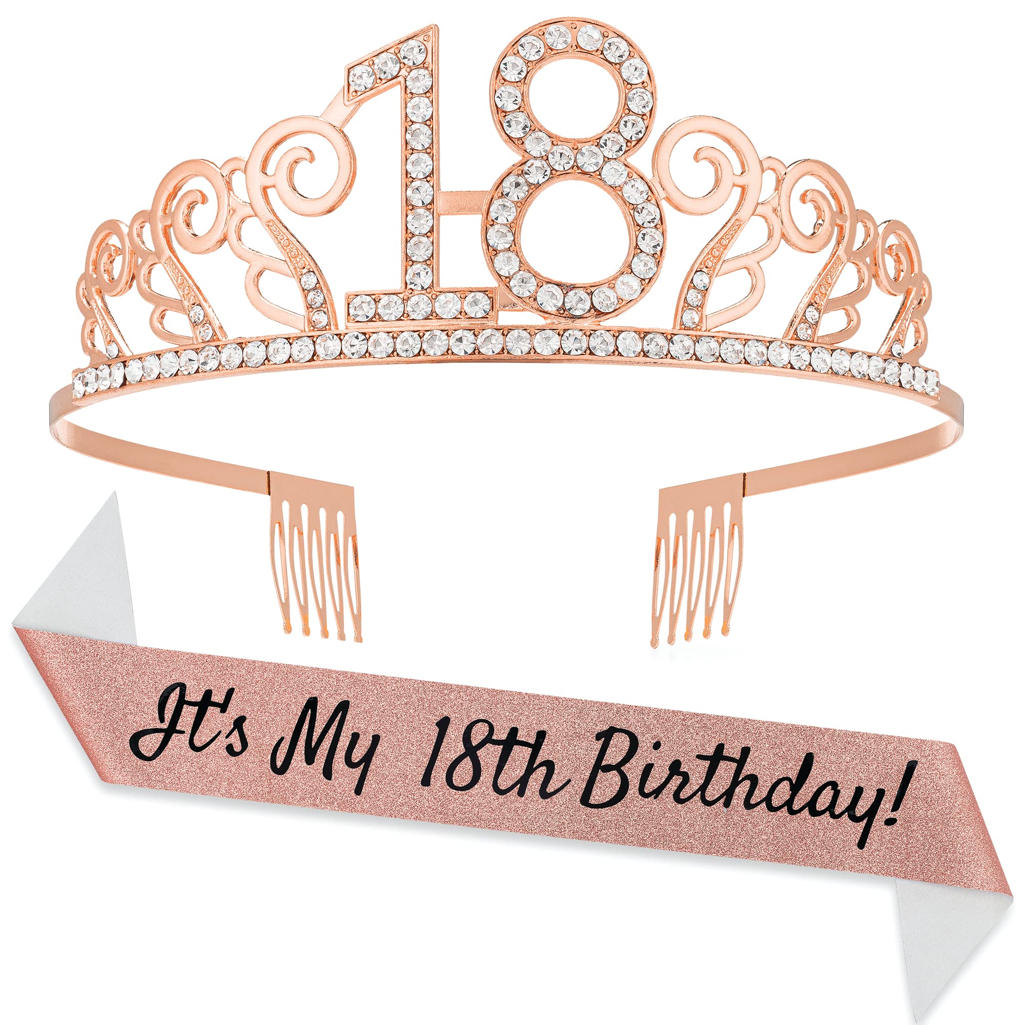 Zipoka 18th Birthday Sash and Tiara - Pink Premium 18th Birthday ...