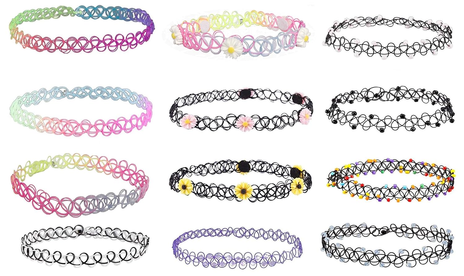 Choker Collier Set avec Decor, 12pcs Colliers Colliers Jarretière ...