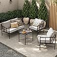 Amazon.com: mopio Odelia Patio Furniture Set of 4, Outdoor Sectional Conversation Set, Small ...