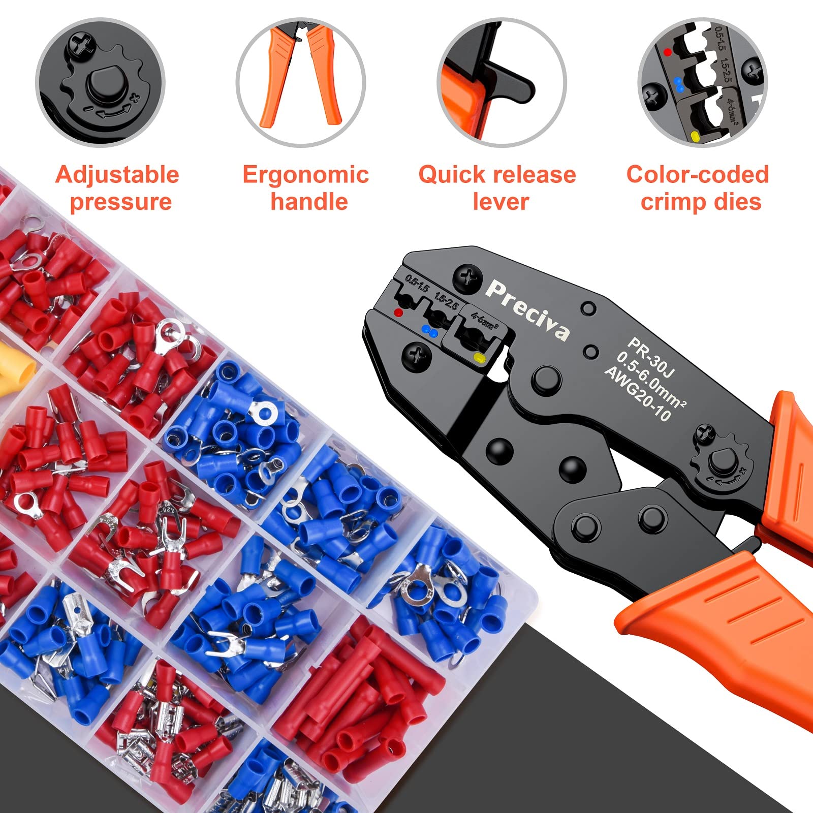 Mua Insulated Wire Terminal Crimping Tool Kit, Preciva 0.5-6mm² Ratchet ...