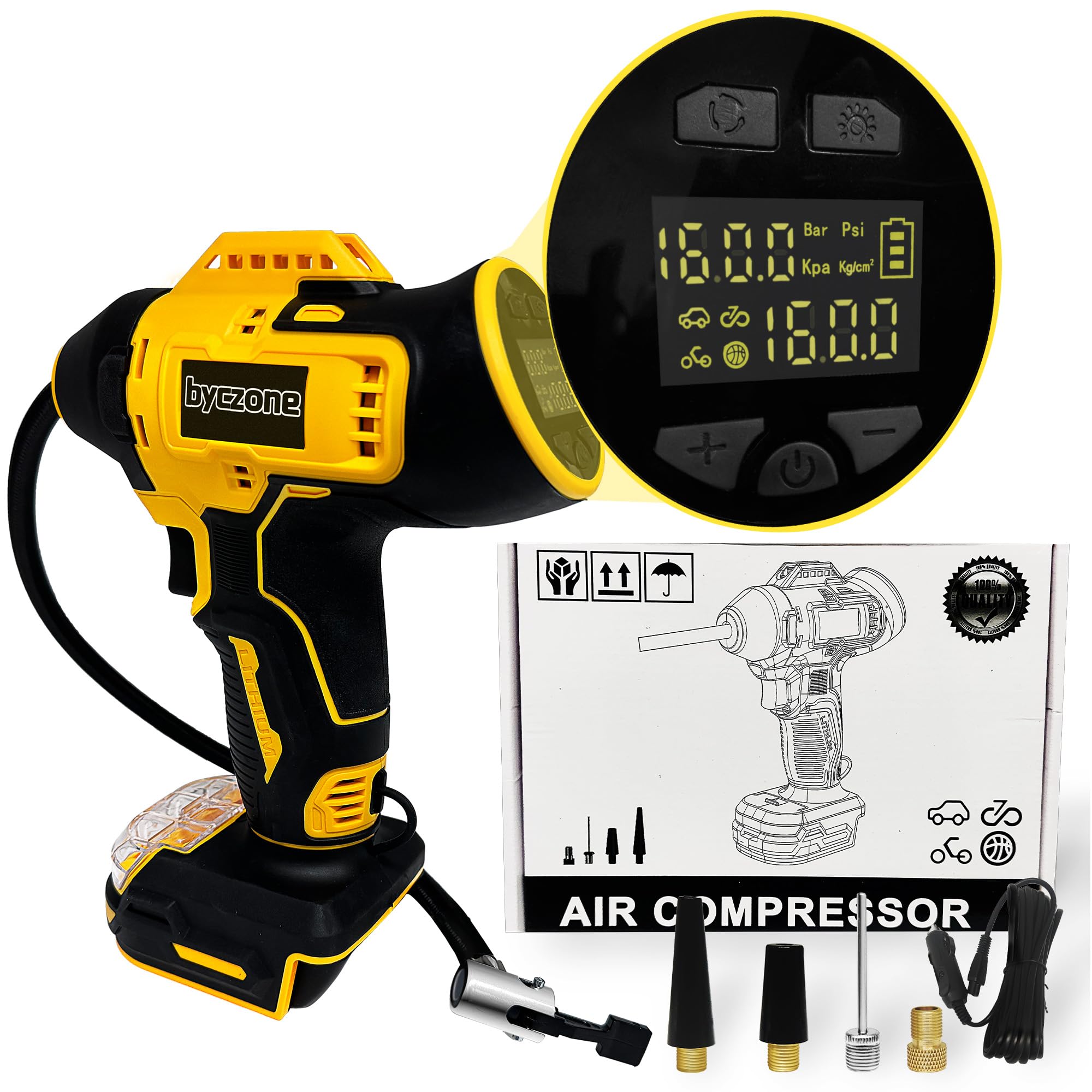 Cordless Tire Inflator Air Compressor Compatible with Dewalt 20V Max Battery, 160PSI Portable ...
