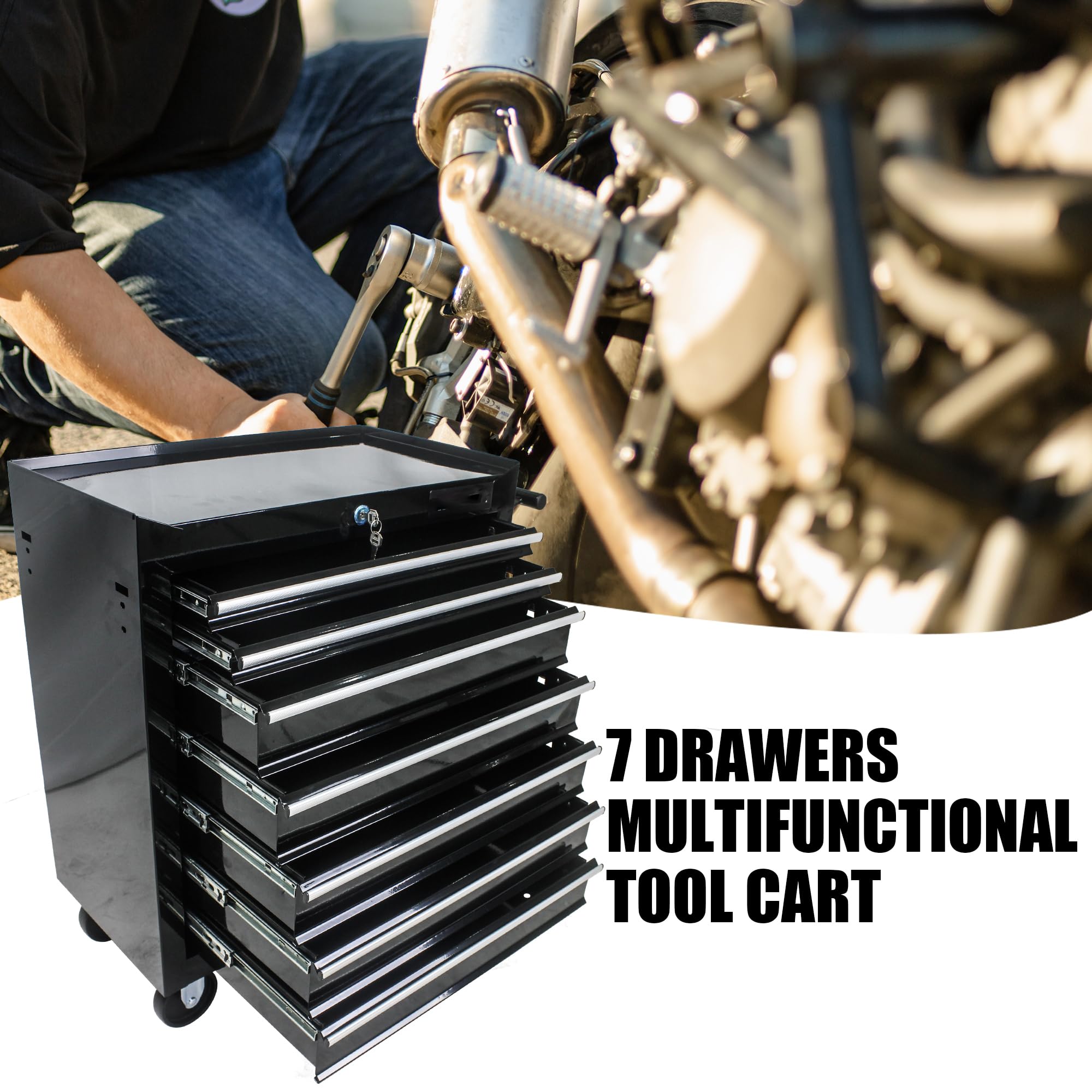 Mua Fulvari Rolling Tool Chest, 7 Drawer Tool Box with Wheels, Heavy Duty Industrial Service ...