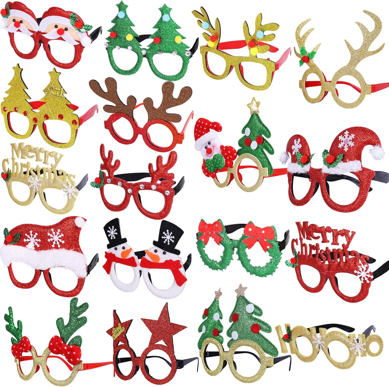 Amazon.com: Max Fun 18Pcs Holiday Glasses Christmas Glitter Party ...