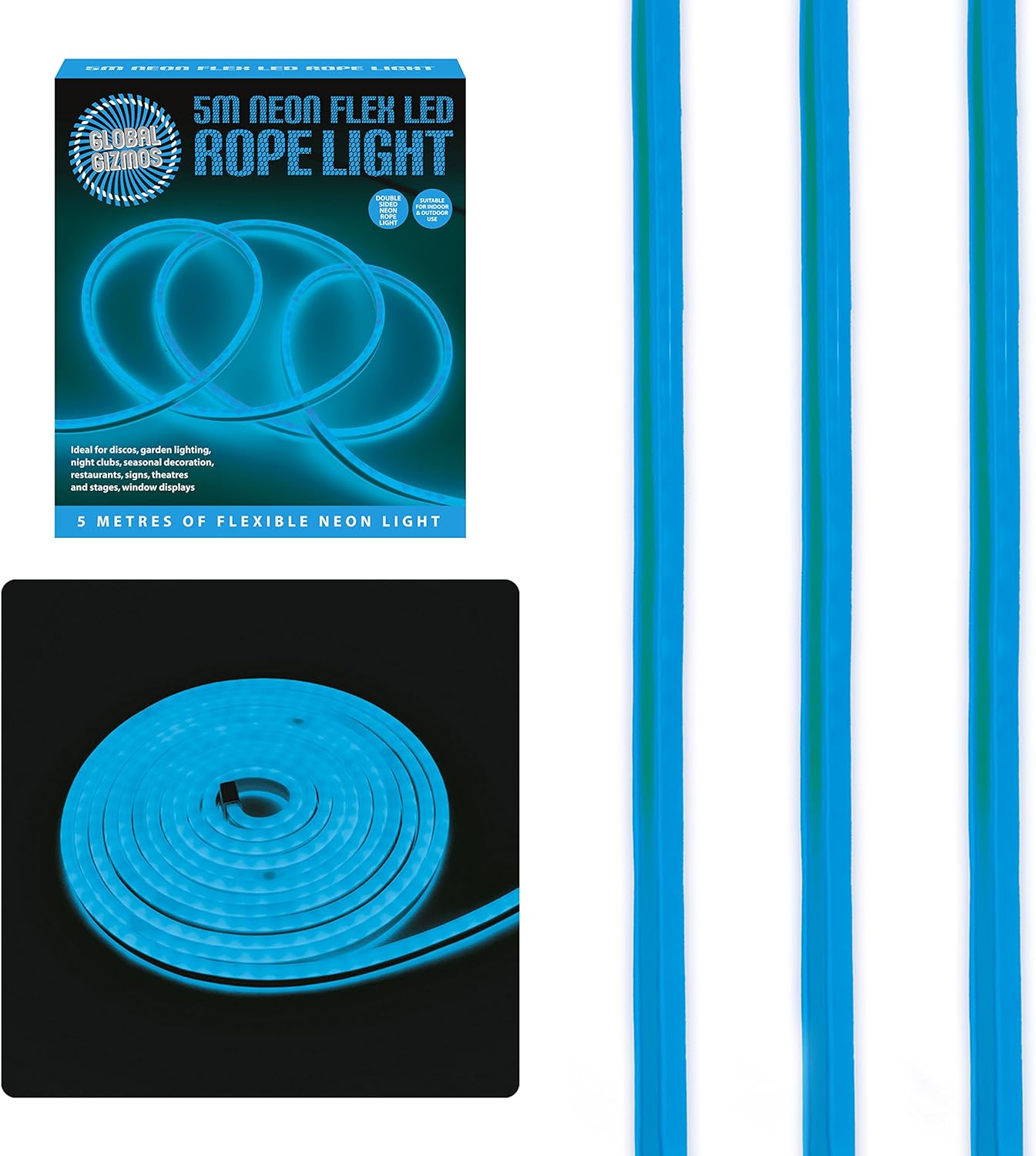 Global Gizmos 5 Metre LED Neon Flex Decorative Rope Light-Blue – BigaMart