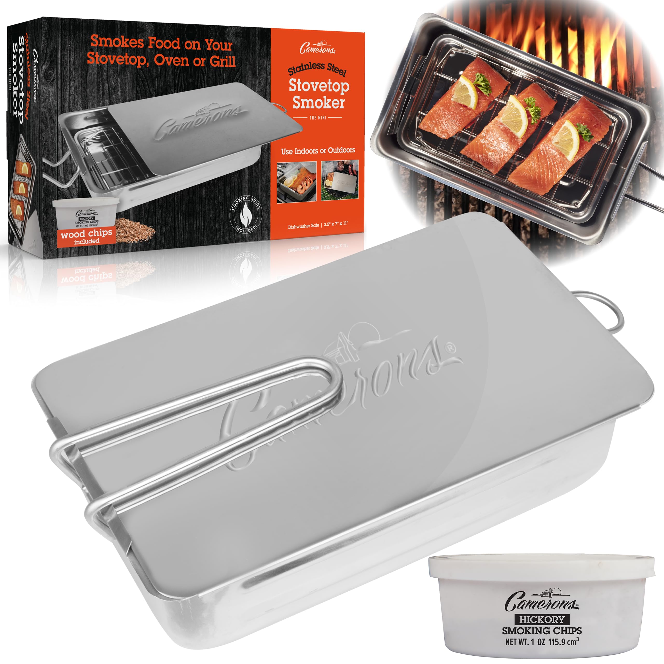 Camerons Gourmet Mini Stovetop Smoker - Stainless Steel BBQ Smoker Box ...