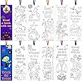 Amazon.com: 72Pcs Halloween Color Your Own Bookmarks, DIY Coloring ...