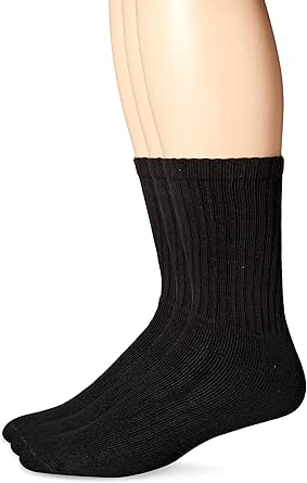 Dockers Men's 3 Pairs Enhanced and Soft Feel Cushion Crew Socks, Black ...