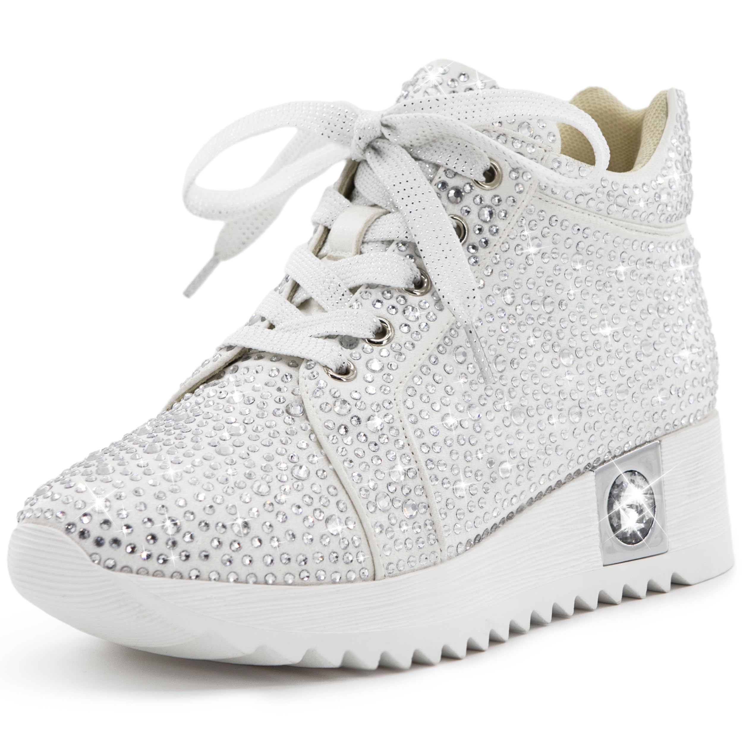 FINDVELL Women's Fashion Glitter Sneakers Platform Wedge Shoes Sparkly ...