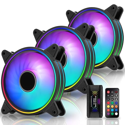 EZDIY-FAB Moonlight 120mm RGB Case Fan with Fan Hub X and Remote ...