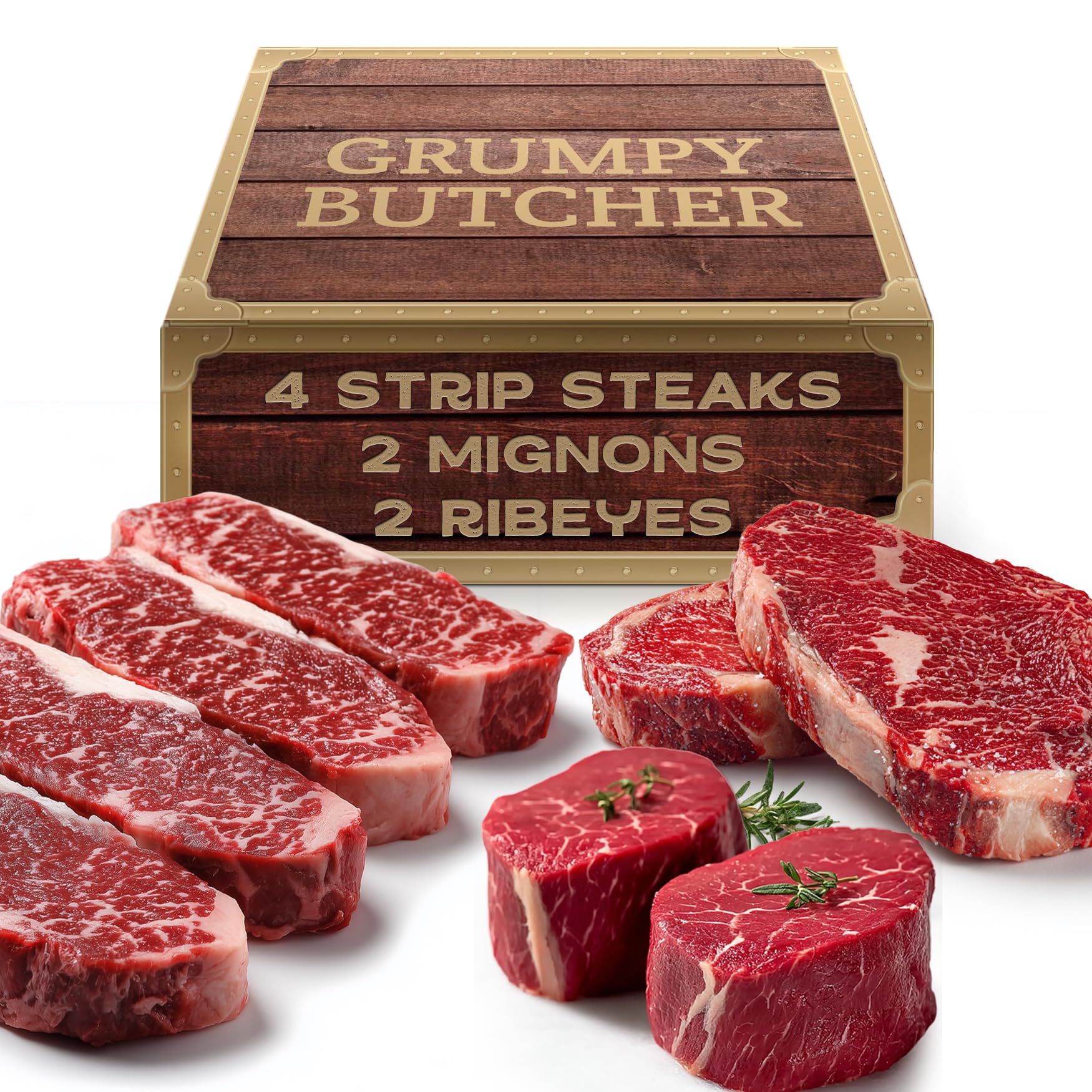 Mua Grumpy Butcher 8 Steaks Premium Set - 4 NY Strips (10 oz), 2 Ribeye ...