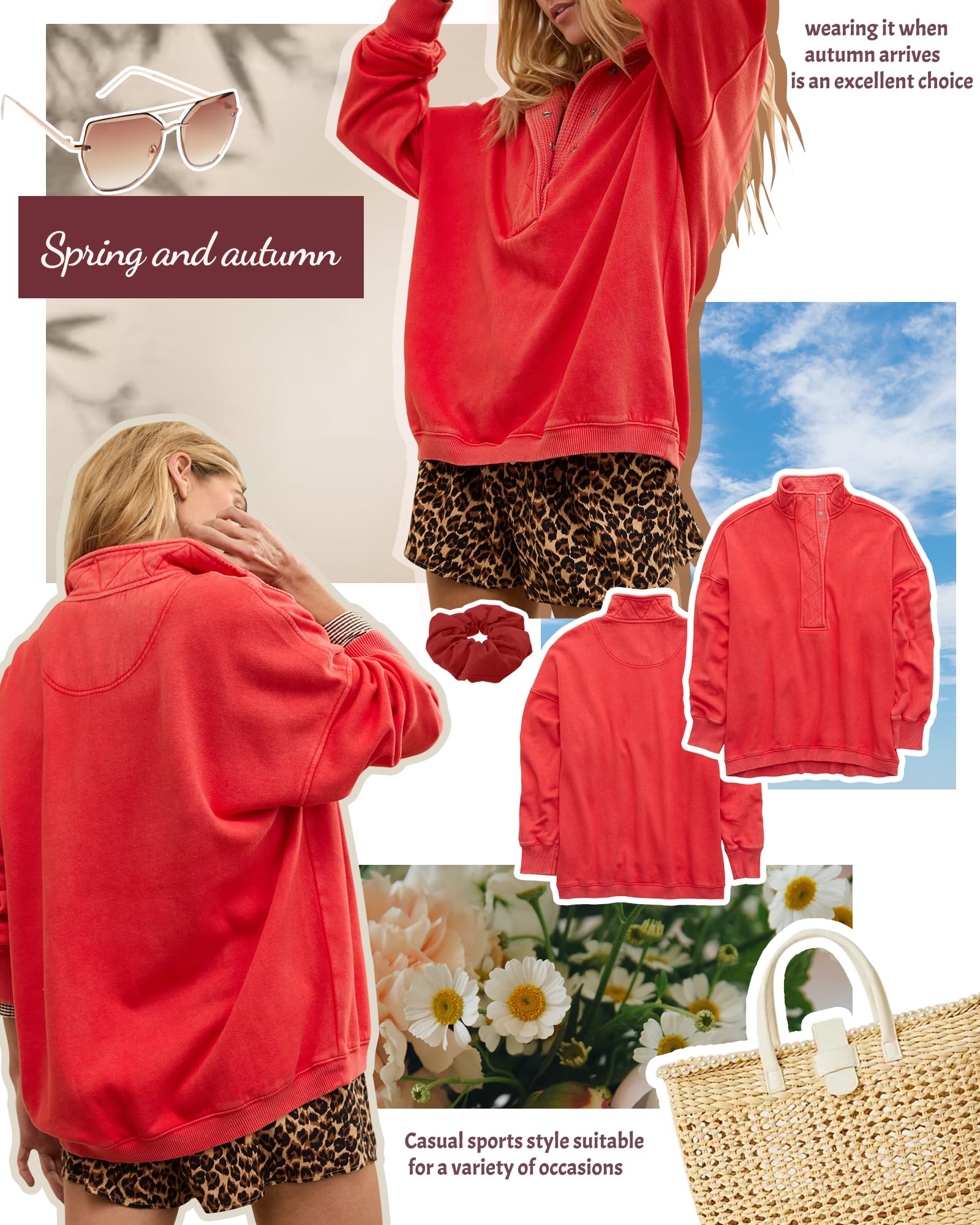 Mua Gacaky Sweatshirt for Women Oversized Casual Long Sleeve Button ...
