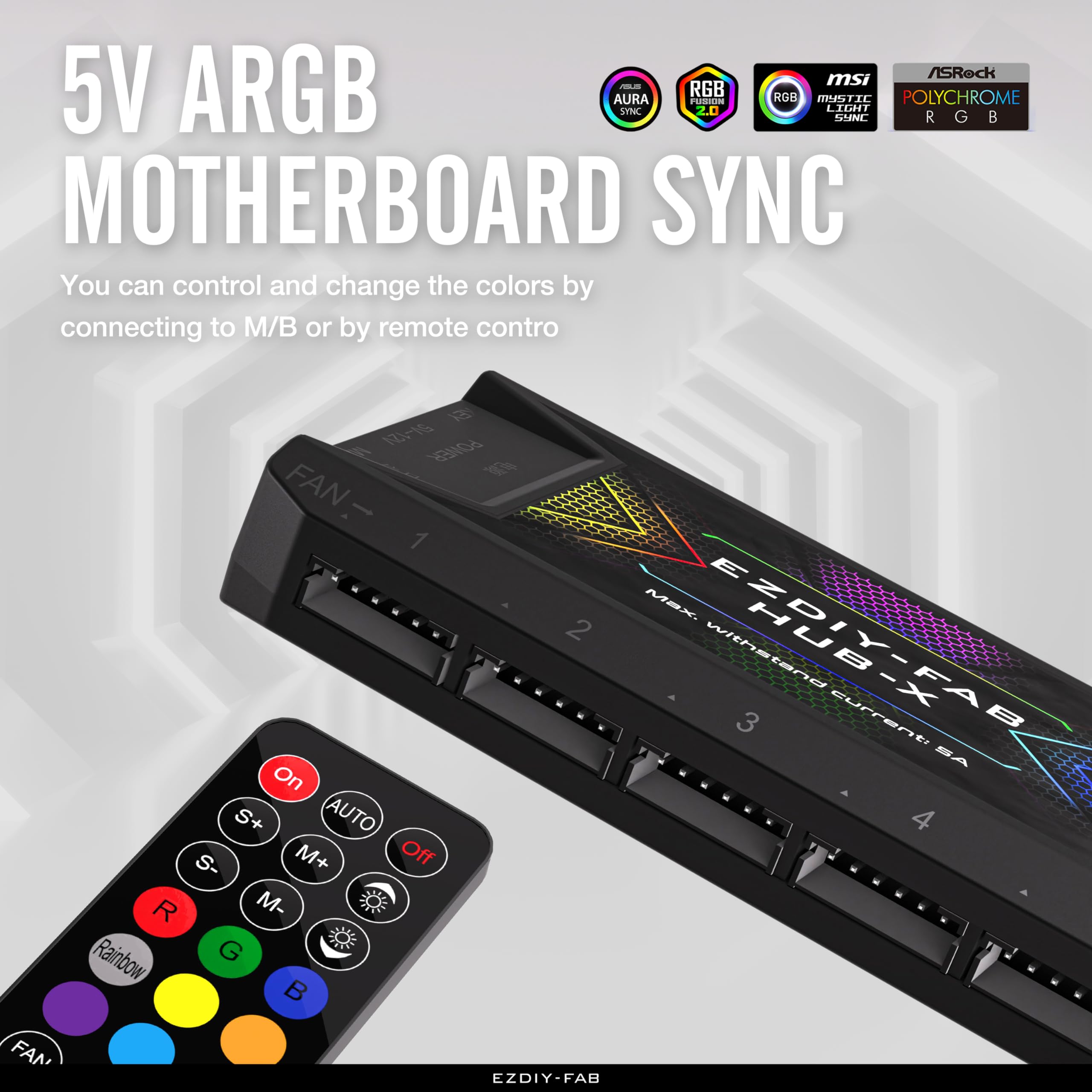 EZDIY-FAB Fan Hub X: 3-in-1 RF Remote Control, LED Back-light Effects ...