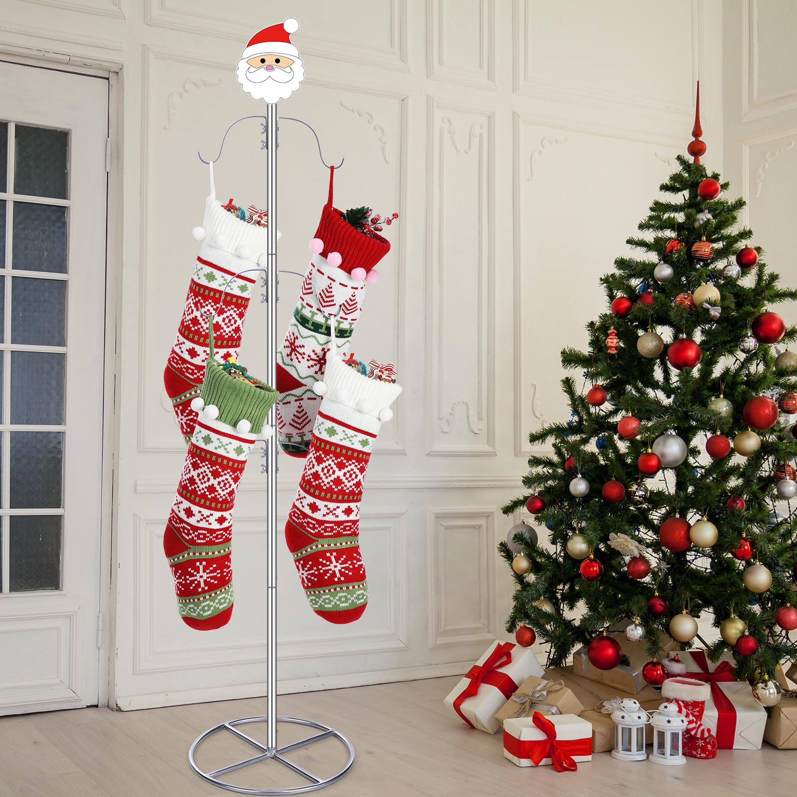 Therwen Personalized Freestanding Christmas Stocking Holder with 6 ...