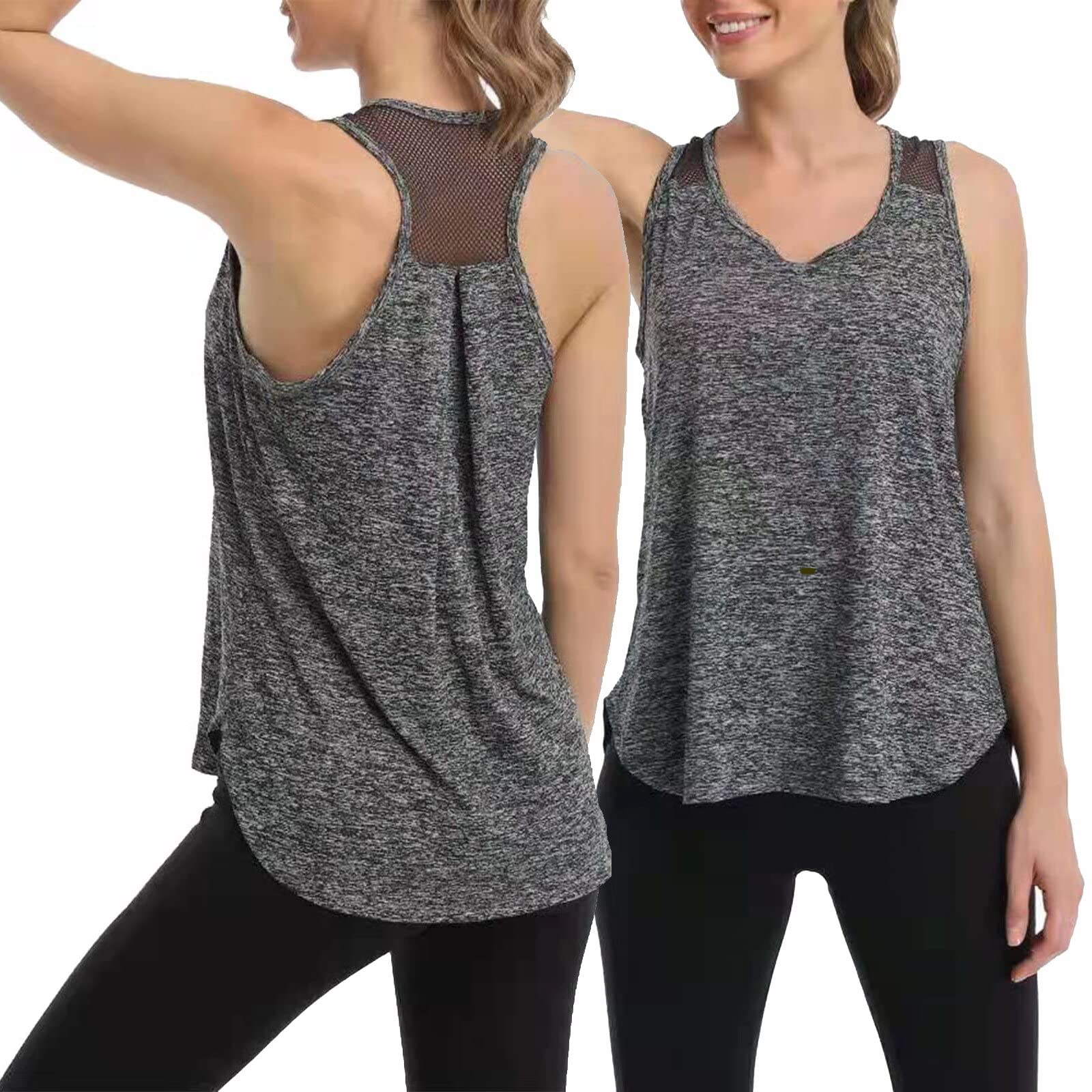 FOLIN Women's Sports Tank Tops Mesh Open Tank Tops for a Variety of ...