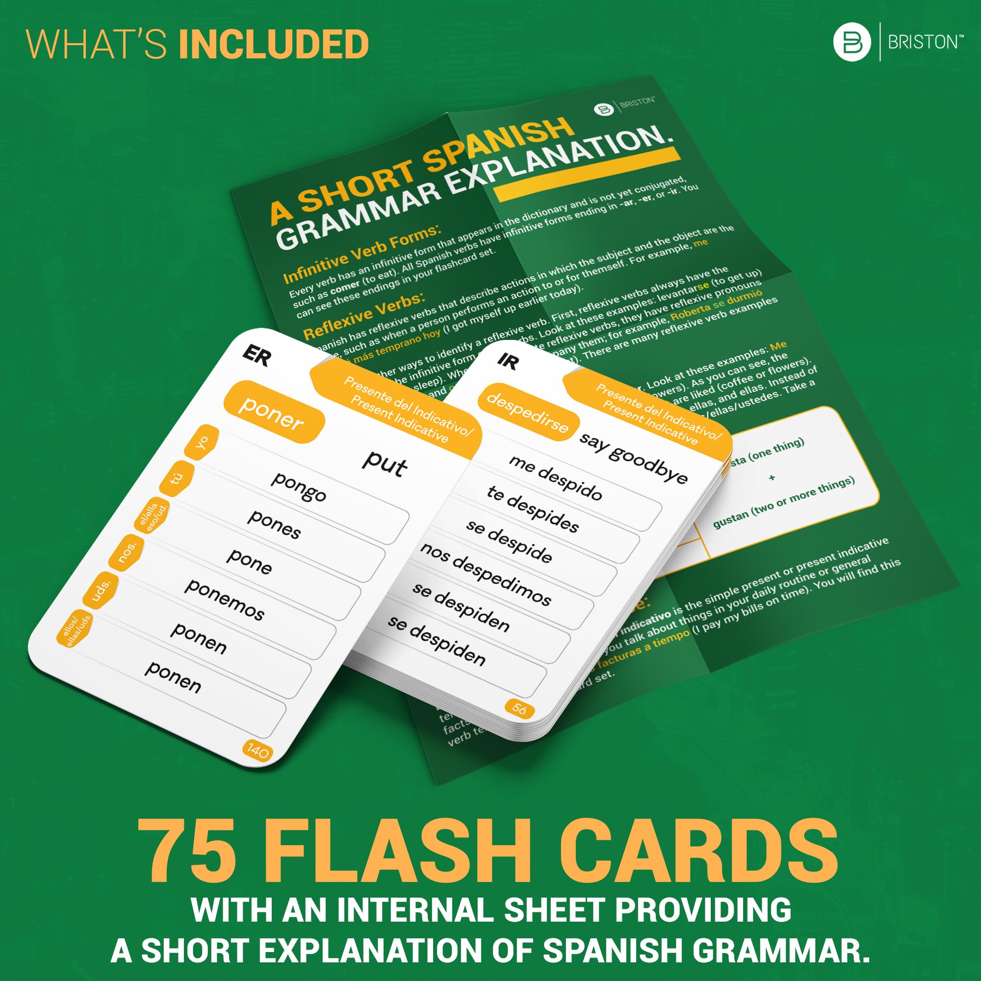 Spanish Verb Conjugation Flash Cards (150 Verbs 75 Cards) Educational ...