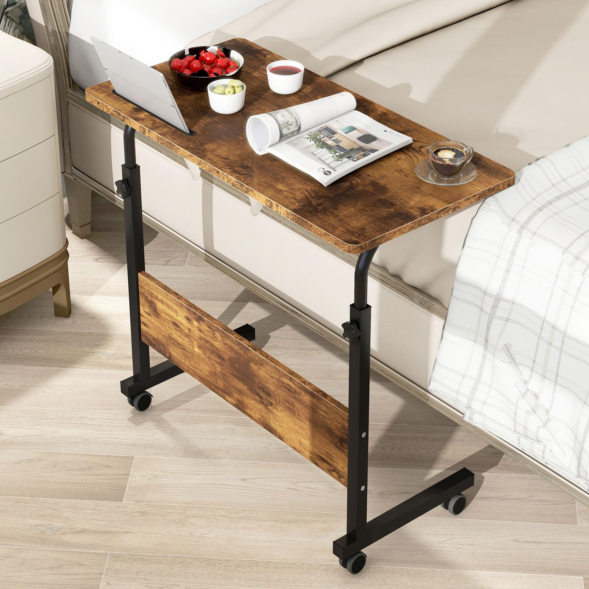 Soges Rolling Laptop Stands Desk Cart Height Adjustable, 31.5 Inches ...