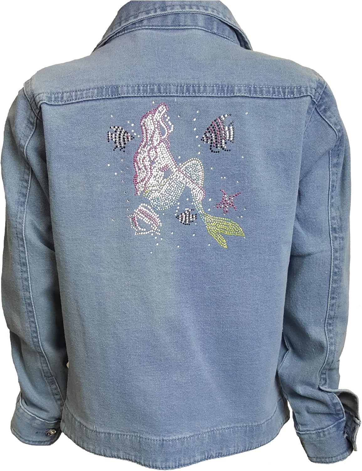 Amazon.com: Girls Denim Bling Mermaid Jacket with Rhinestone Buttons ...