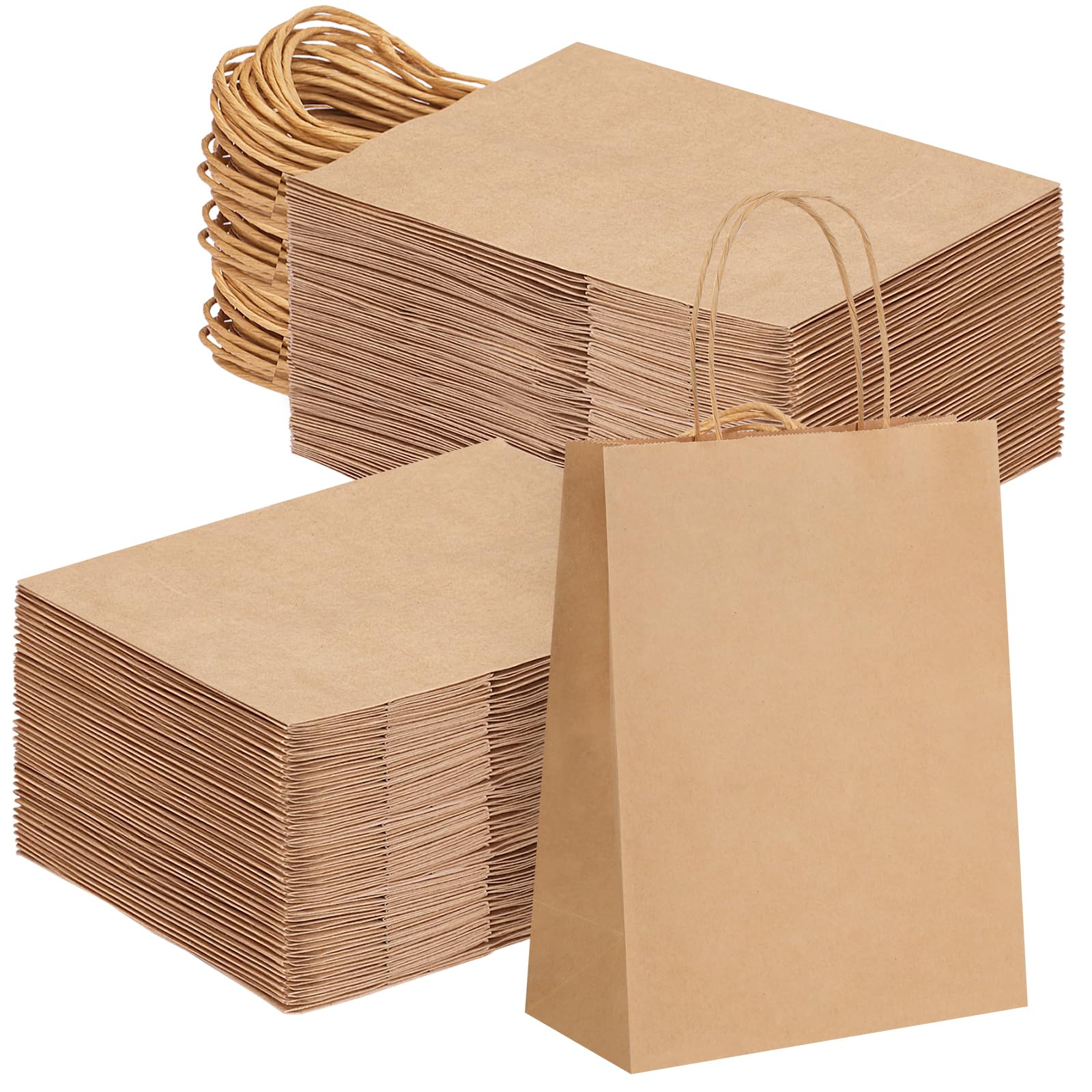 Moretoes Brown Paper Bags with Handles, 7.1x3.6x9.3in, Gift Bags Medium ...