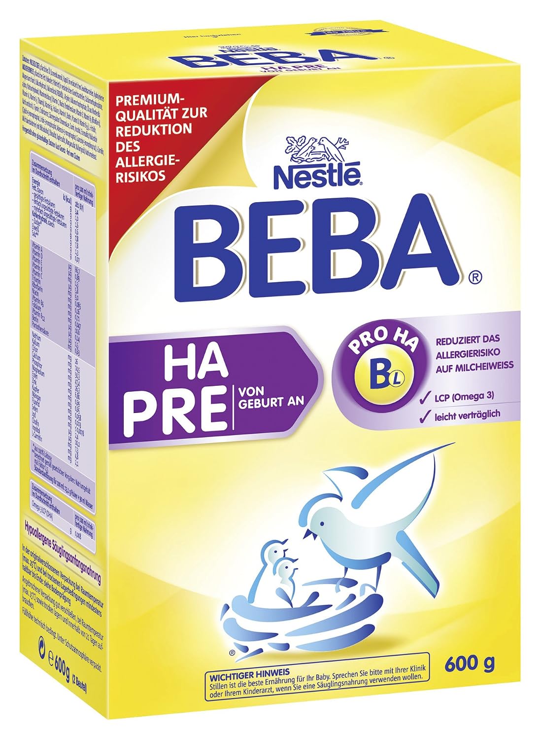 Nestlé Beba HA Start Pre Hypoallergene Anfangsnahrung von Geburt an ...