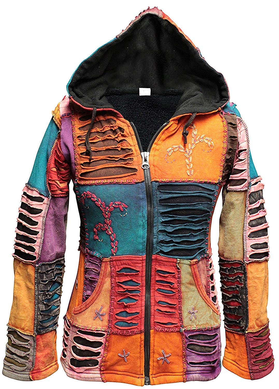 Shopoholic Fashion Women Fleece Lined Embroidery Slashed Jacket(2XL ...