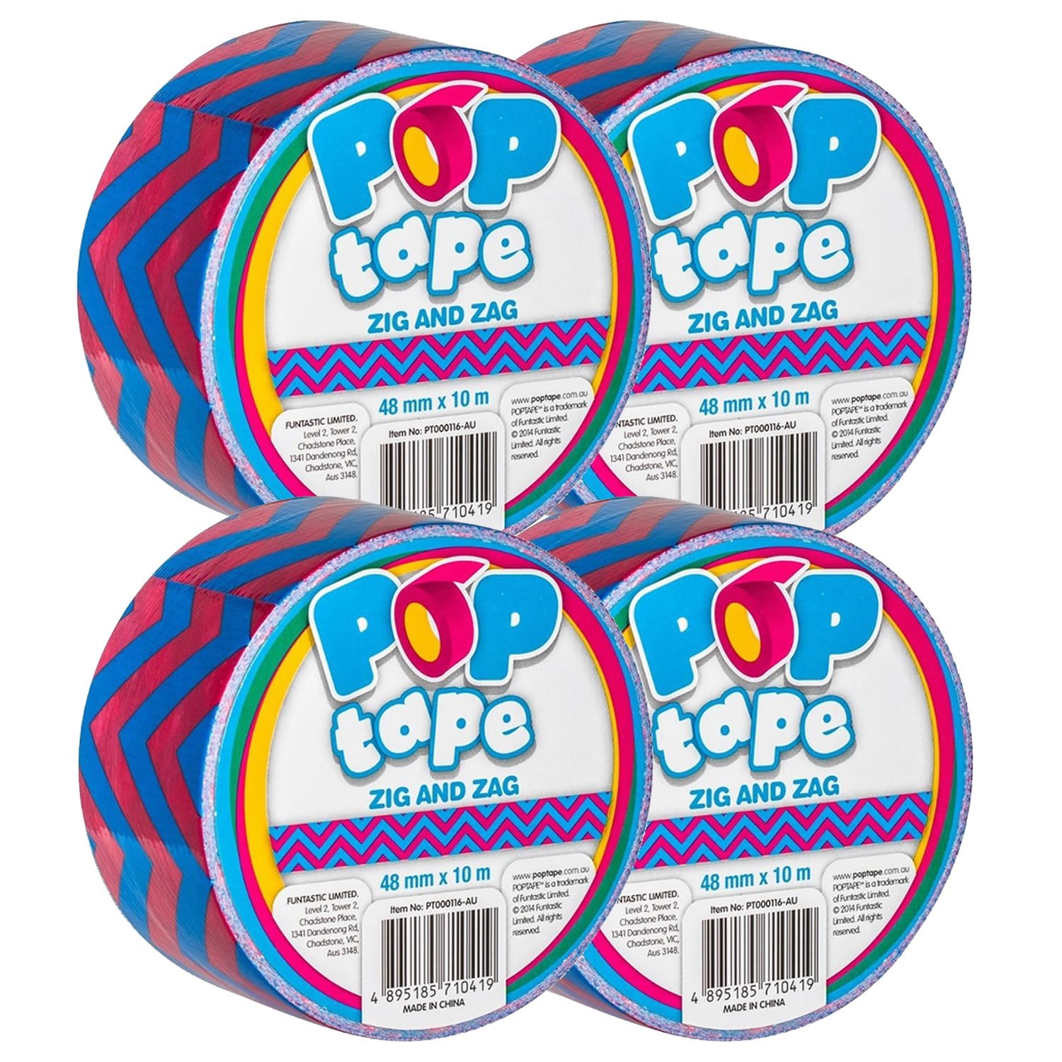 Pop Tape Decorative Printed Duct Tape, 48mm x 10m Wide Vinyl Plastic ...
