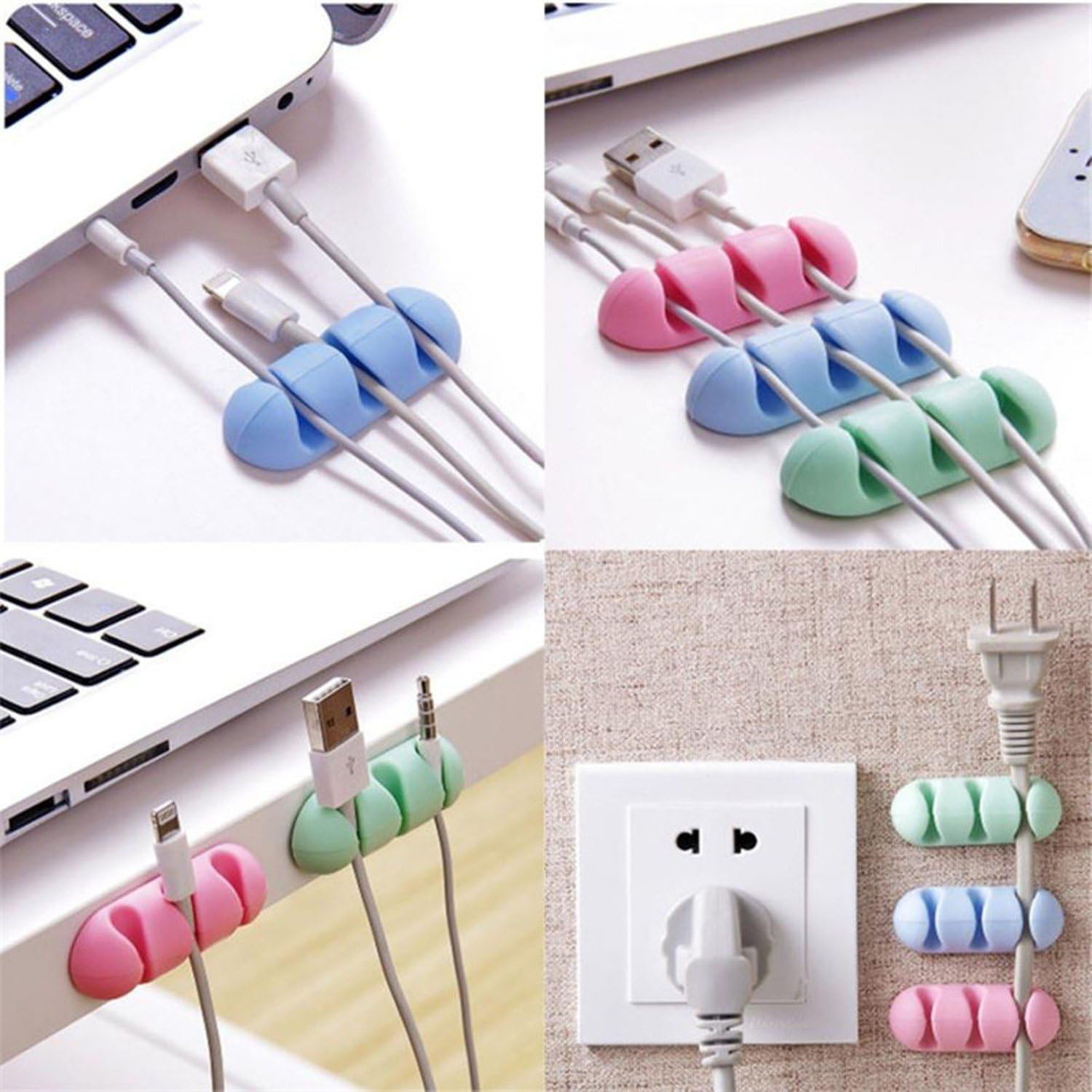 2pcs Self Stick Adhesive Cable Holder Wire Wrap Rack Organizer Table ...