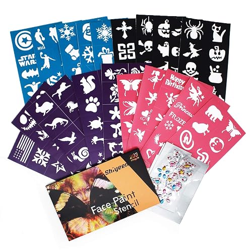 Shiyeen Face Paint Stencil Stickers for Painting Kit (200 Pieces) Thick ...