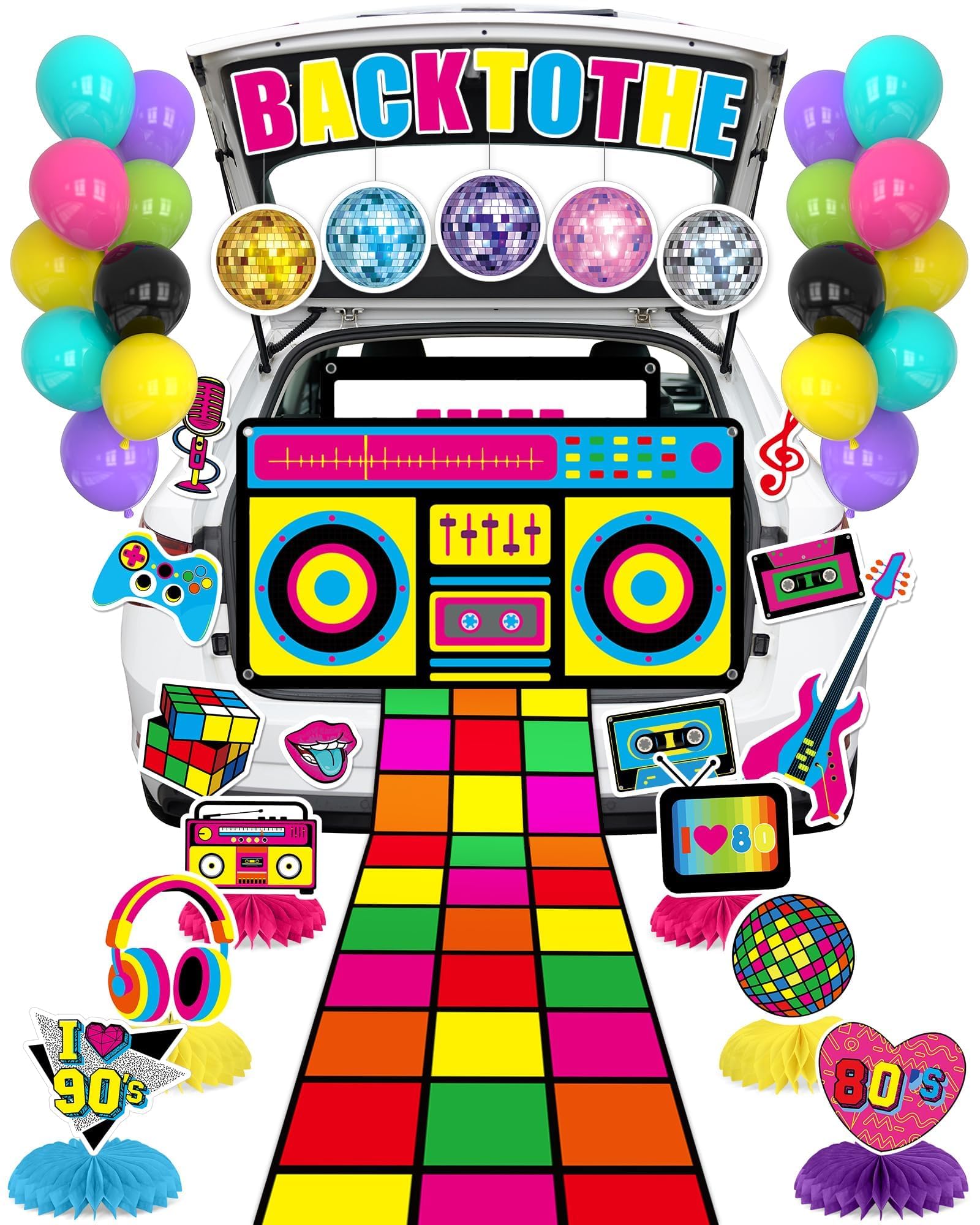Halloween Trunk or Treat Car Kit 80s 90s Theme Party Decorations Radio ...
